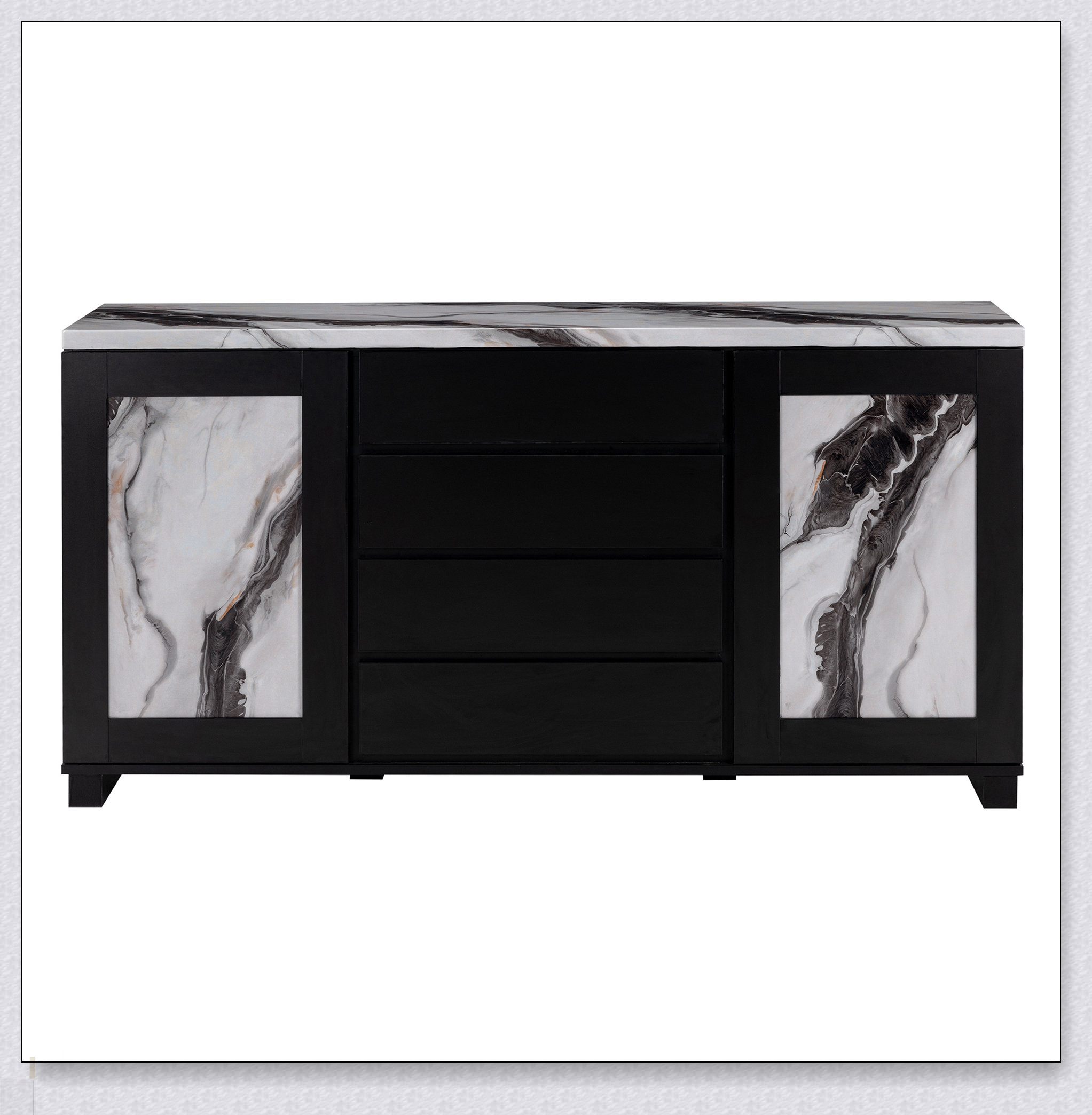 Latitude Run® Black Buffet With Ample Storage And Sleek Design For ...