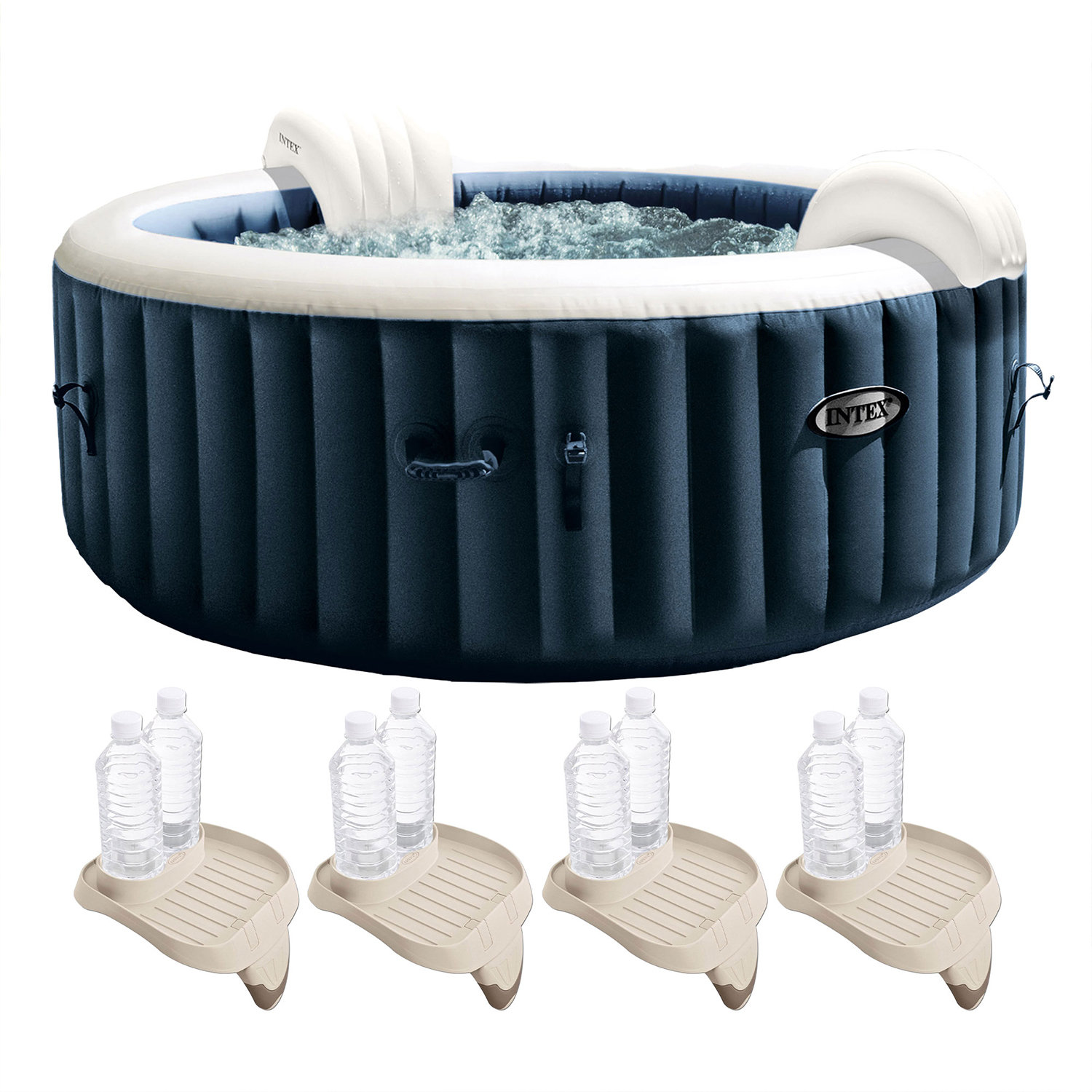Intex Purespa Plus Portable Inflatable Spa and Attachable Snack Tray (4 ...