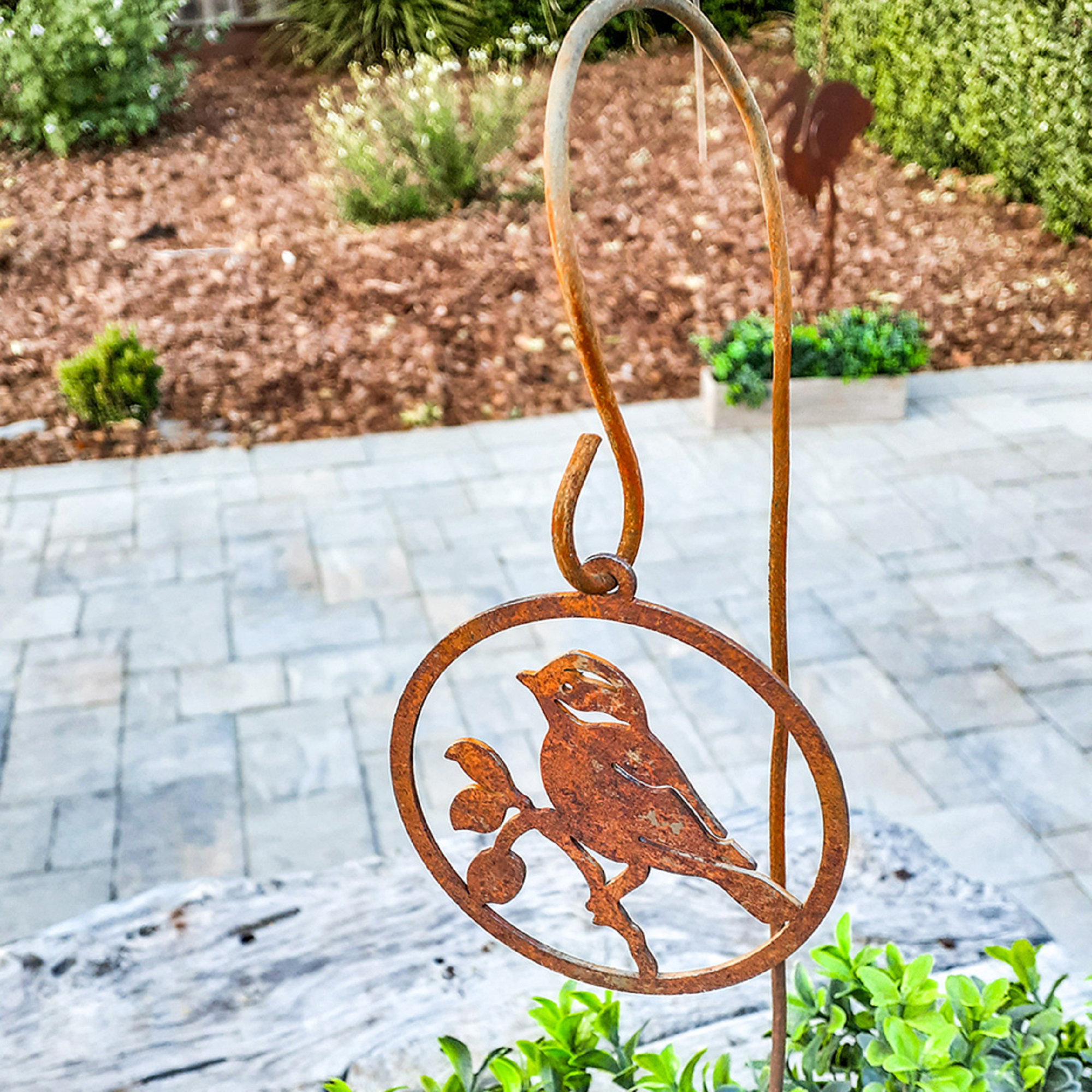 August Grove® Metal Rustic Capped Chickadee Garden Stake | Wayfair