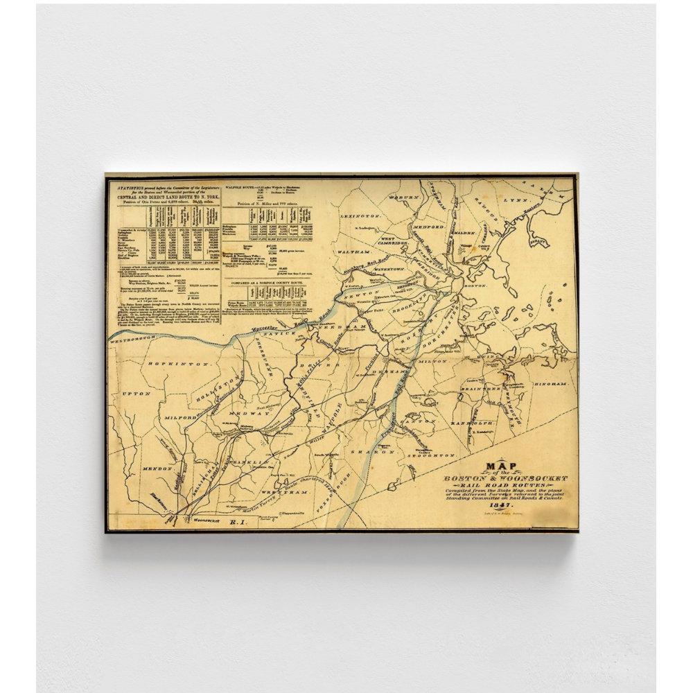 WeFrameArt Boston And Woonsocket 1847 By Vintage Maps, Vintahe Boston ...