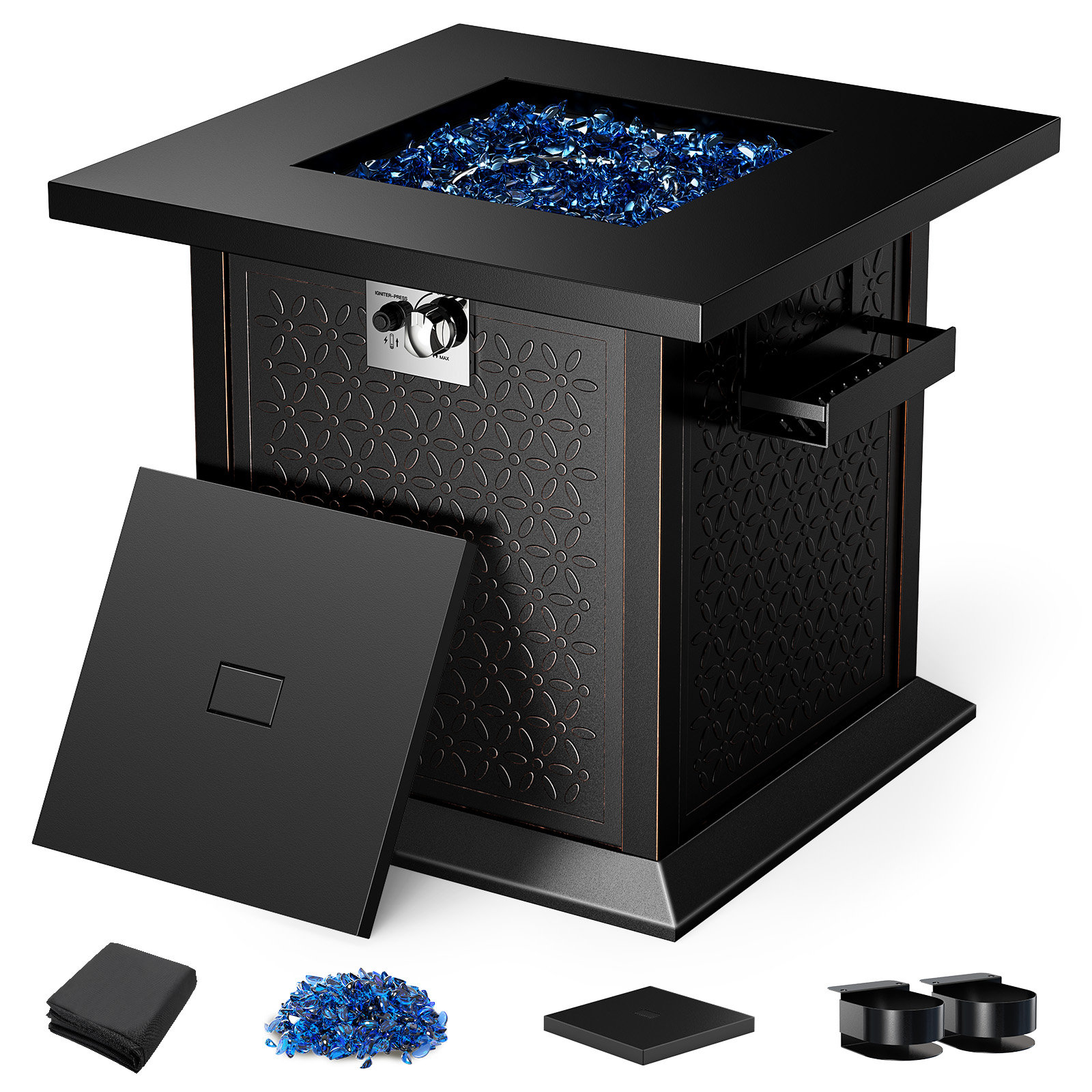 Red Barrel Studio Latera 25'' H x 30''W Steel Propane Outdoor Fireplace ...