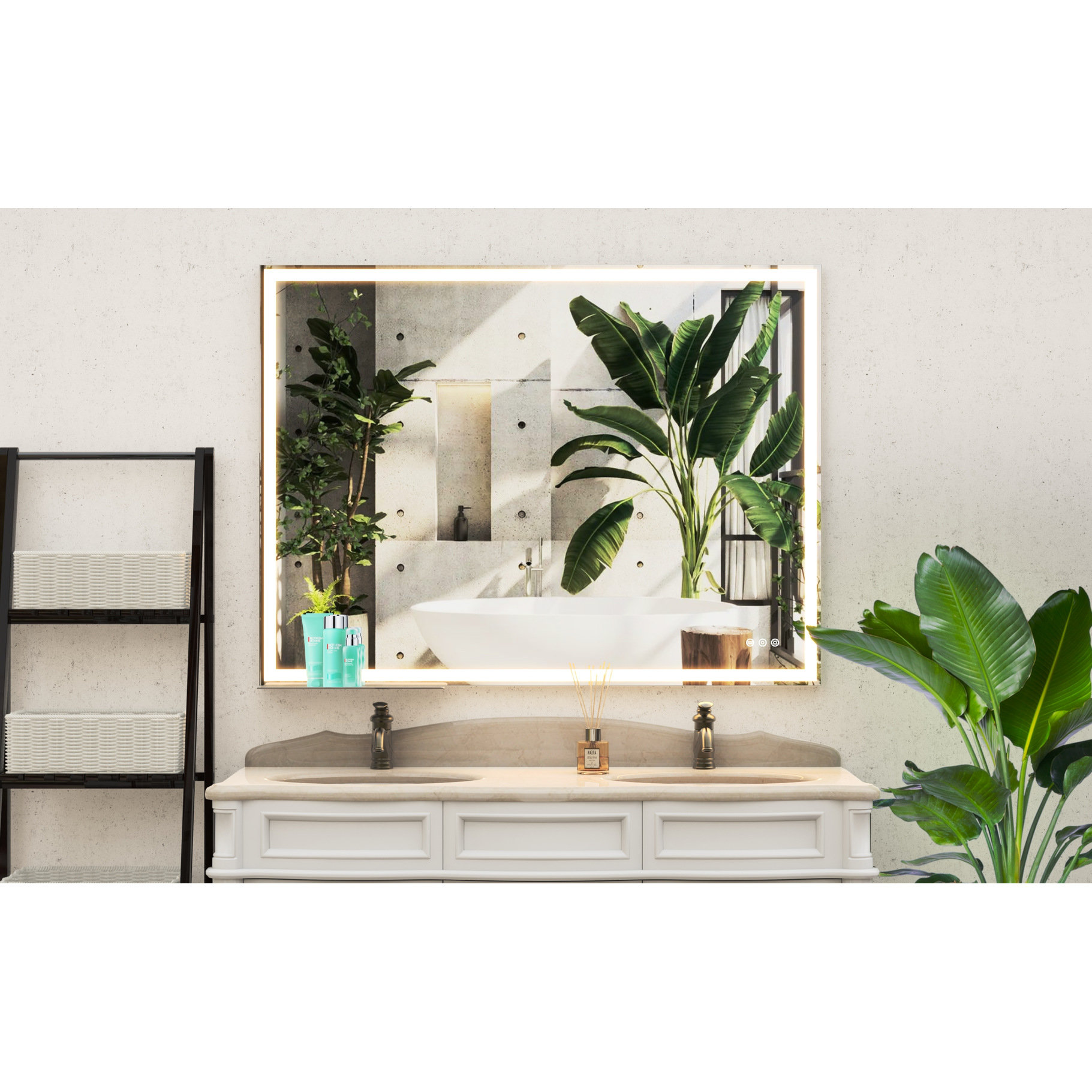 Orren Ellis Large 48X36 Inch Bathroom Mirror - Led Wall Mounted ...