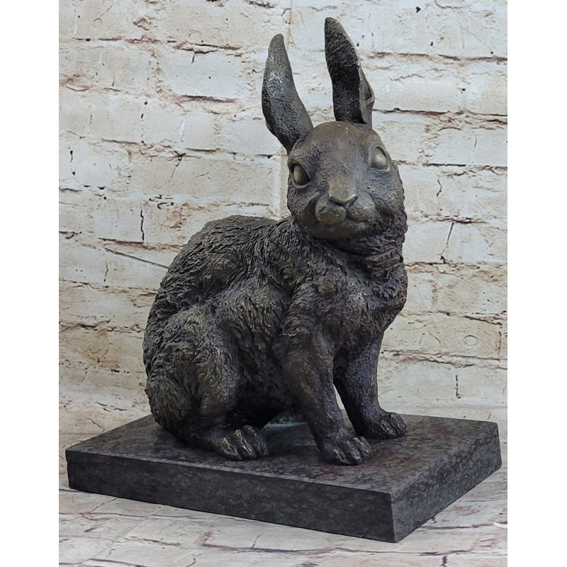 Rosalind Wheeler Bronze Metal Rabbit Bunny Sculpture Statue Figure on ...