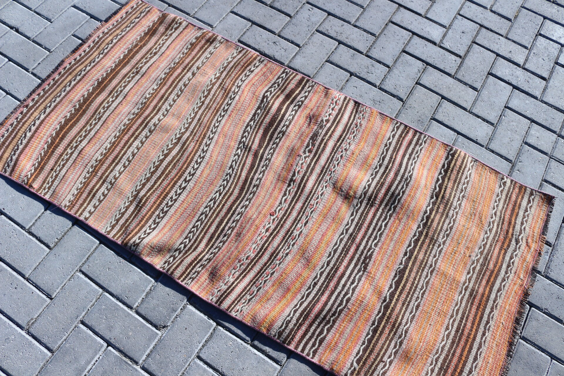 Union Rustic Small Turkish Vintage Kilim in Brown for Home and Office ...