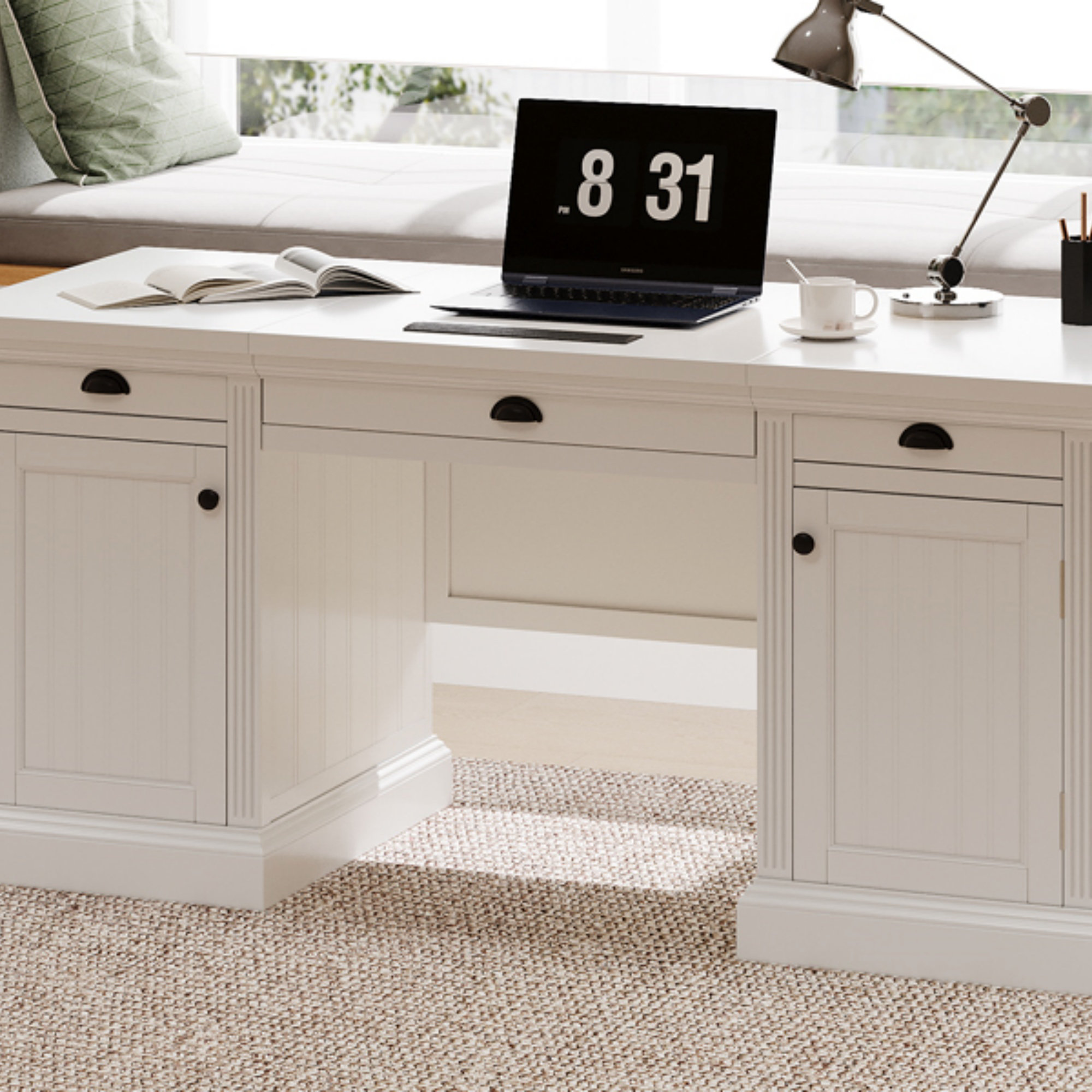 August Grove® 67''Modern Executive Desk,Computer Desk With 2 Storage ...