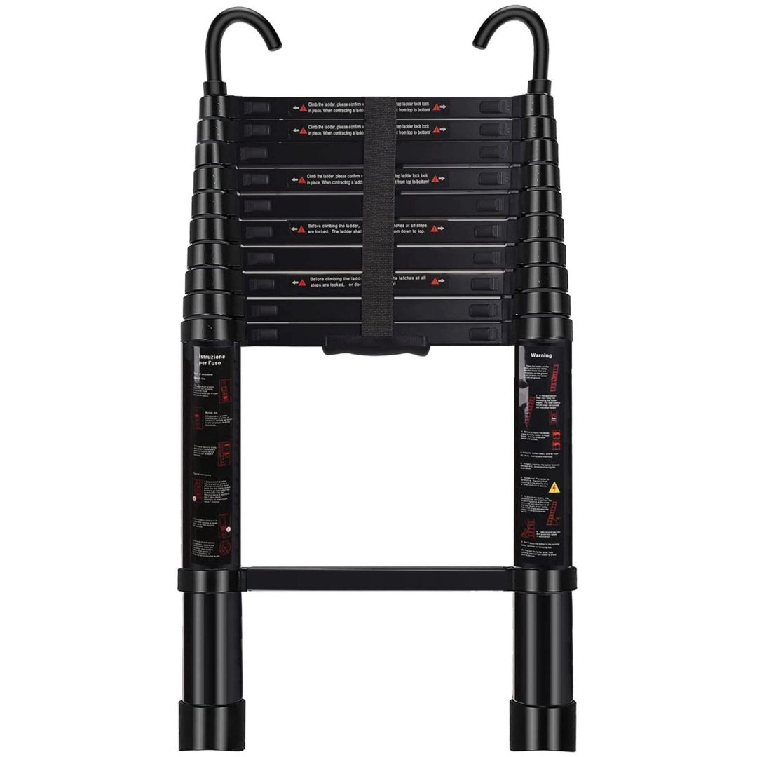 Latitude Run® Ladder 10.5 FT - Aluminum Telescopic Ladder With Hooks ...