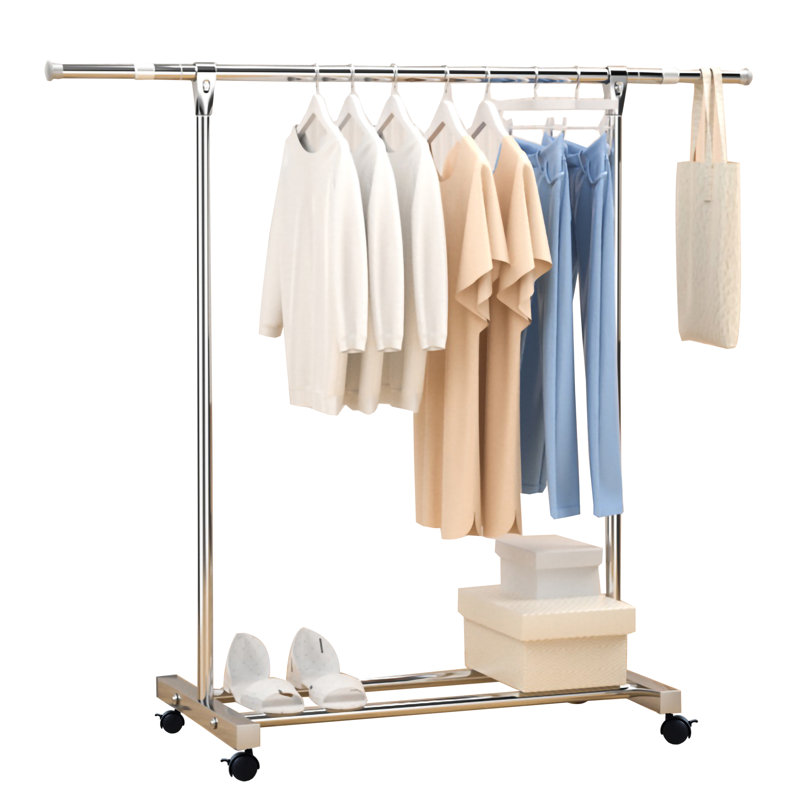 Rebrilliant Mikk Metal Adjustable Rolling Clothes Rack | Wayfair