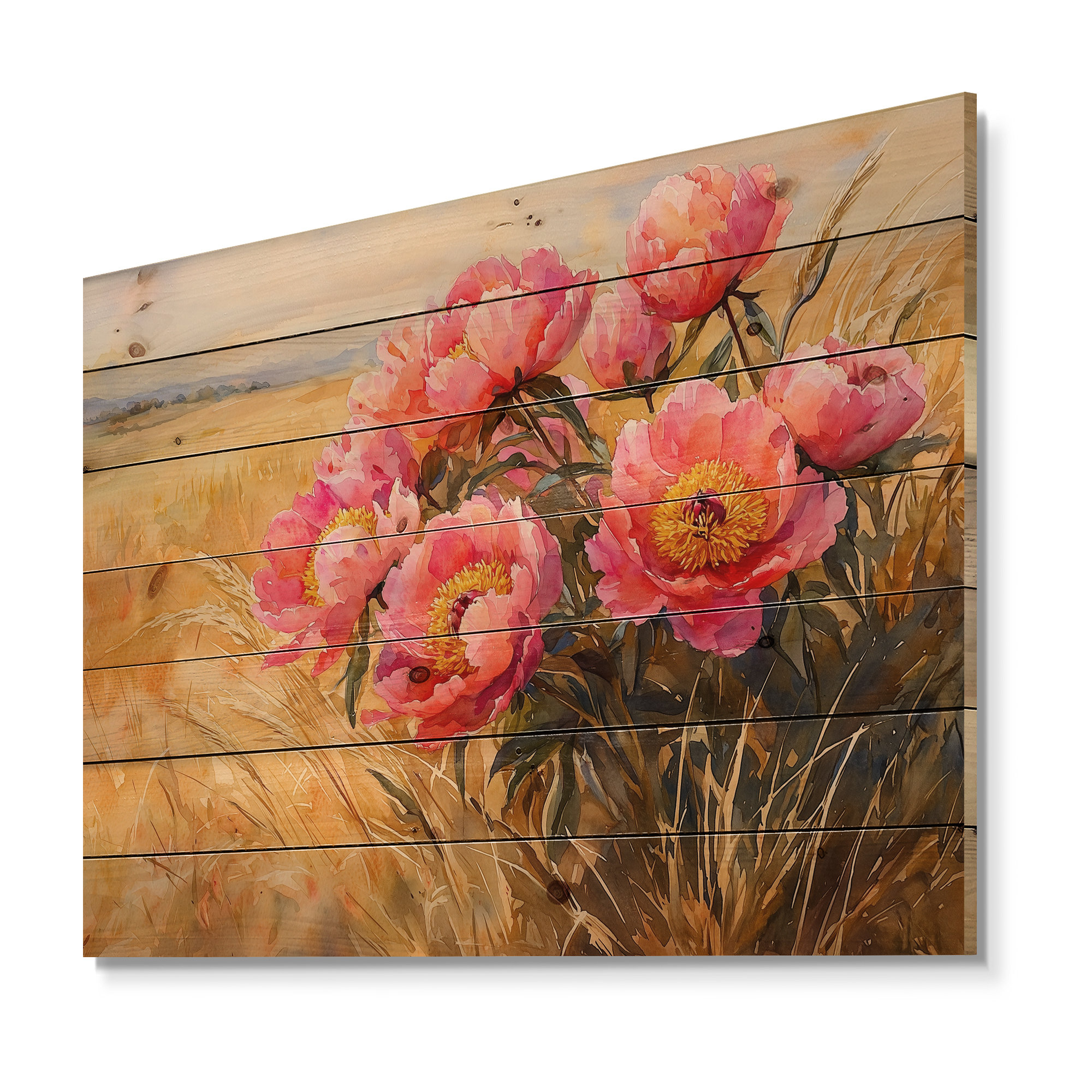 Ophelia & Co. Countryside Peonies In The Amber Field I - Peonies Wood ...