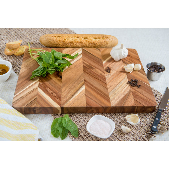 Lipper International Acacia Herringbone Rectangular Cutting/Serve Board ...