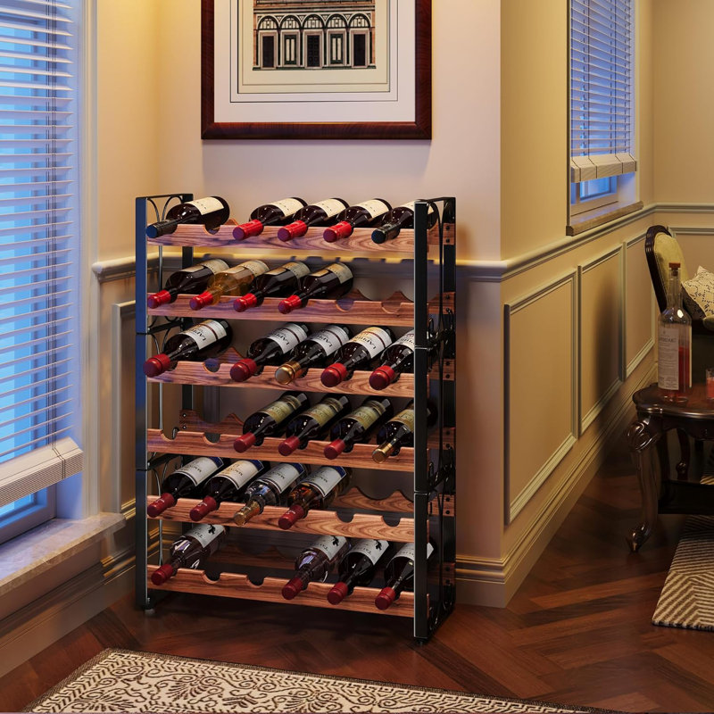 Williston Forge Jainaba 36 Bottle Floor Wine Bottle Rack in Brown/Black ...
