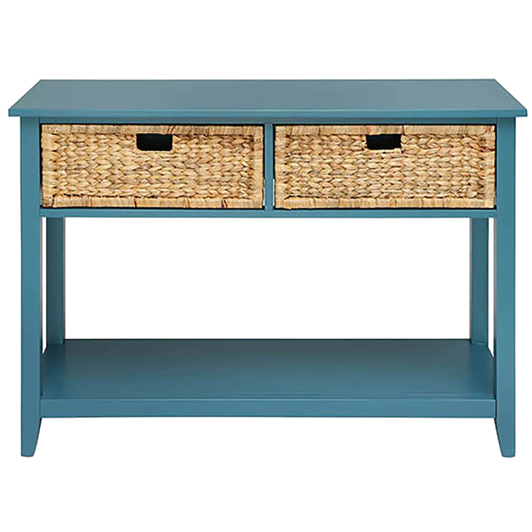 Dovecove Teal Console Table With 2 Drawers And Bottom Shelf Storage ...