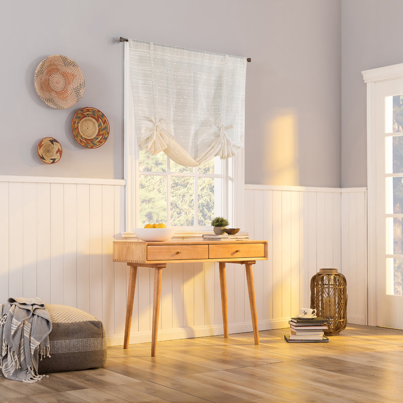 Ebern Designs Delfina Slub Stripe Semi-Sheer Rod Pocket Window Tie-up ...