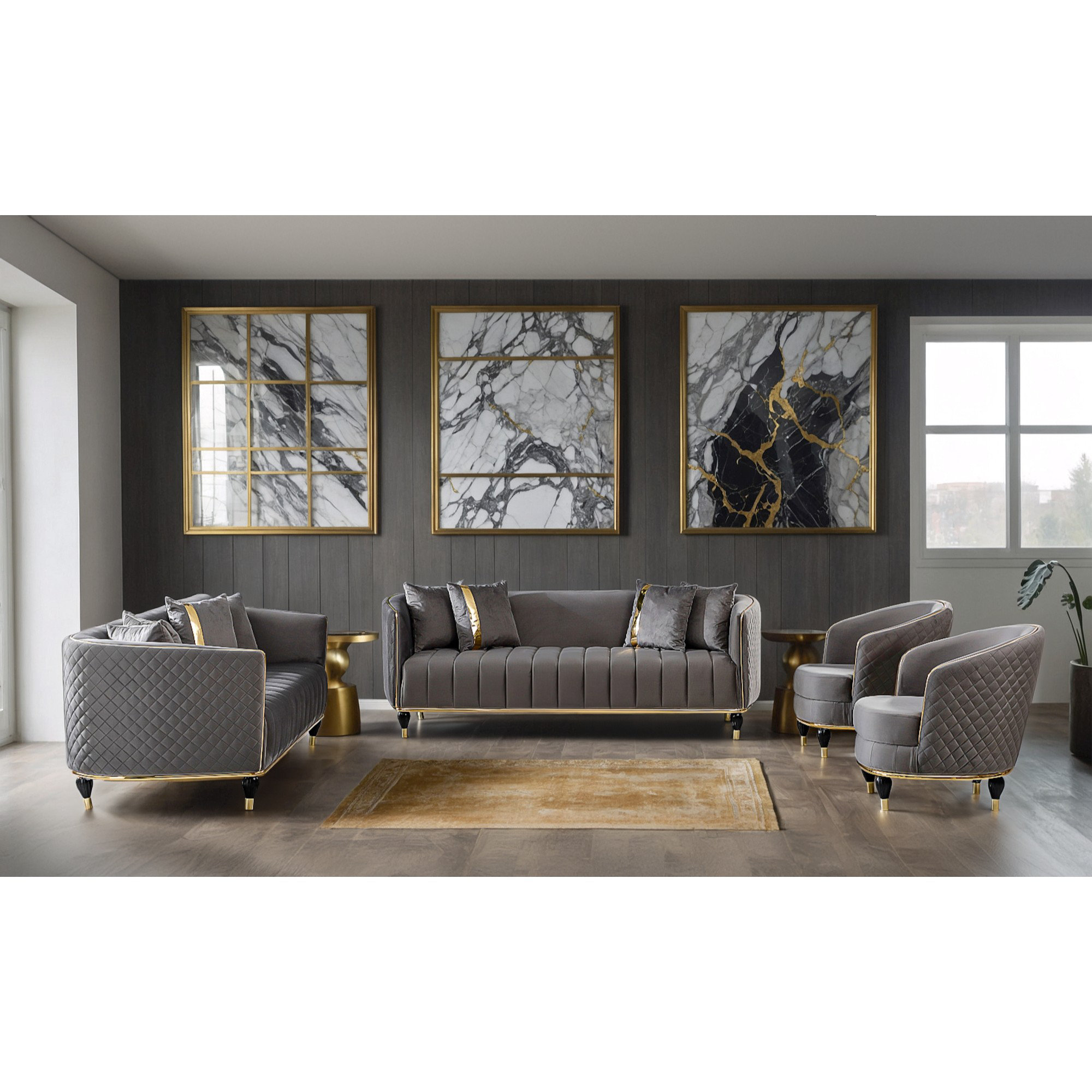 Everly Quinn Arterr 4 - Piece Velvet Living Room Set - Wayfair Canada