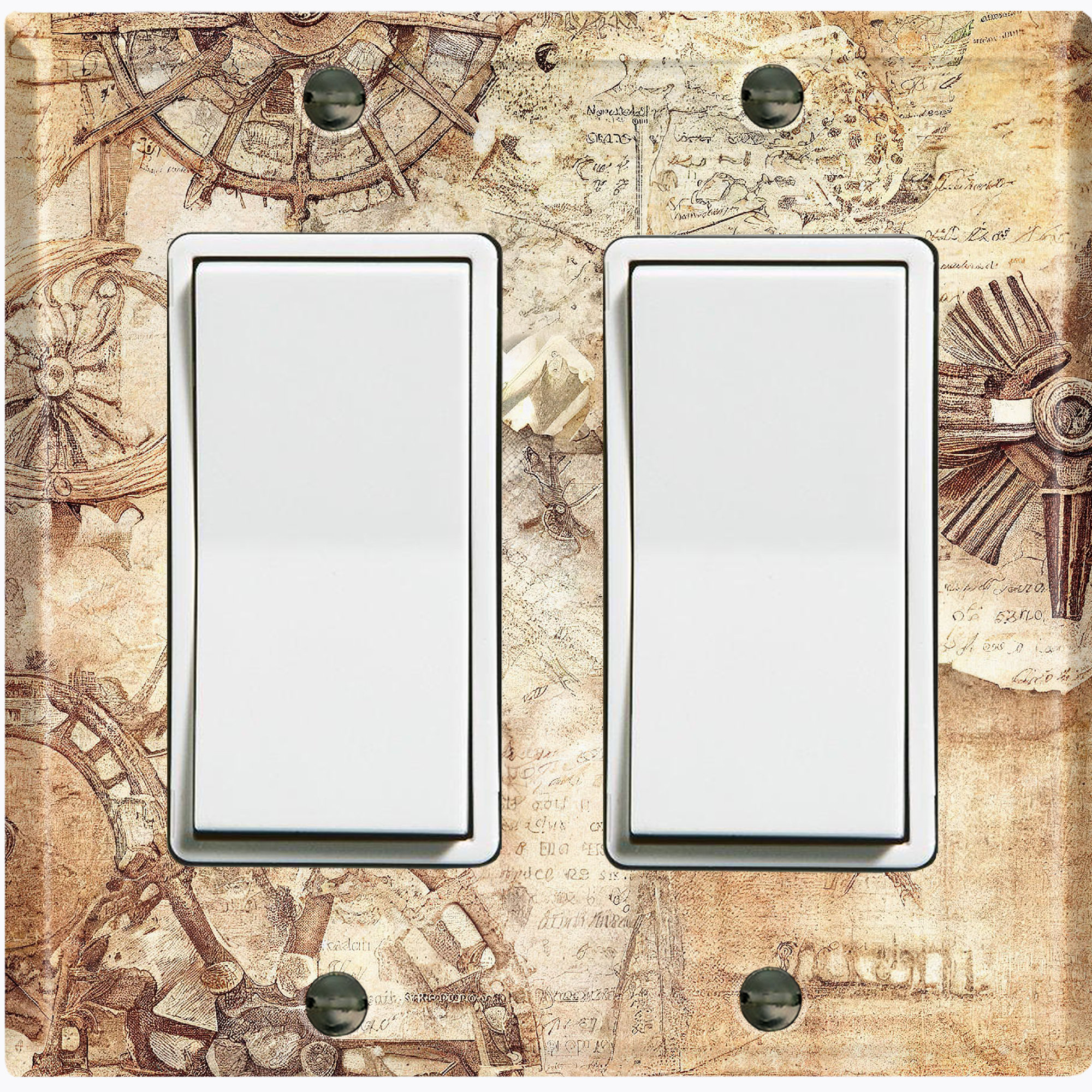 WorldAcc Metal Light Switch Plate Outlet Cover (Ship Travel Wheel Biege ...