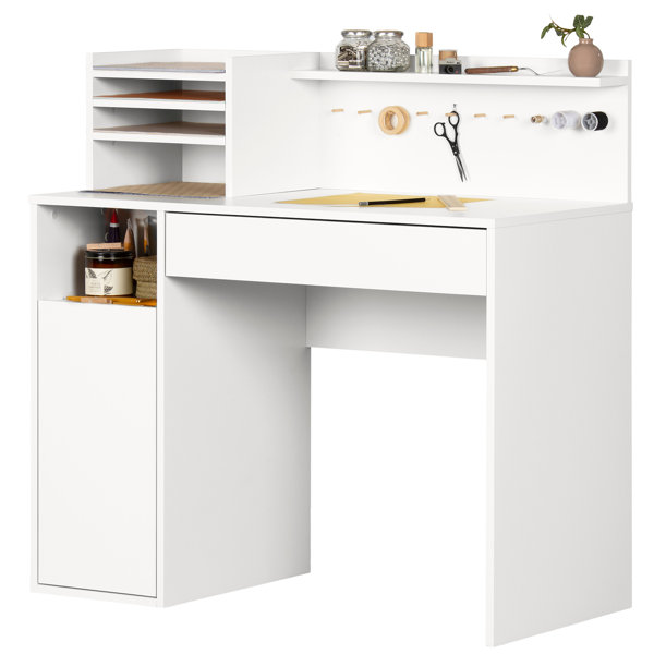 South Shore Crea Craft Table with Hutch Pure White & Reviews | Wayfair