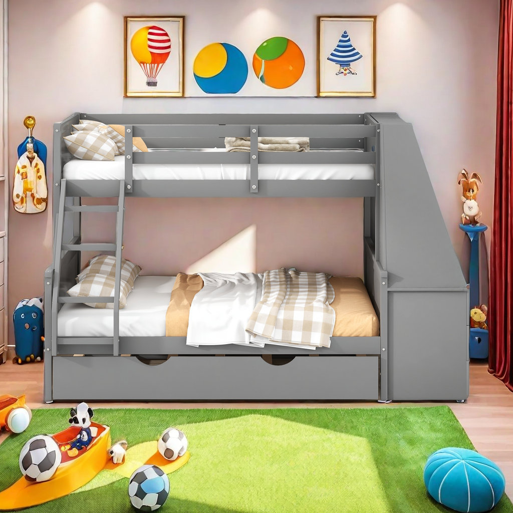 Harriet Bee Jonasson Kids Twin Over Full Bunk Bed with Trundle ...