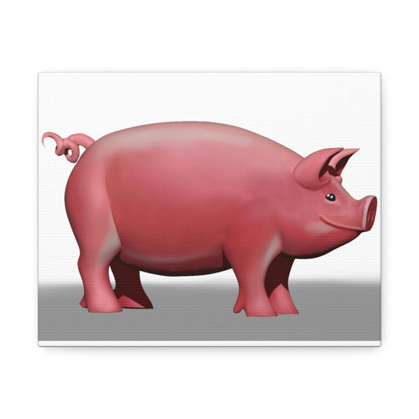 Gracie Oaks Pig Stretched - Unframed Illustration on Canvas | Wayfair