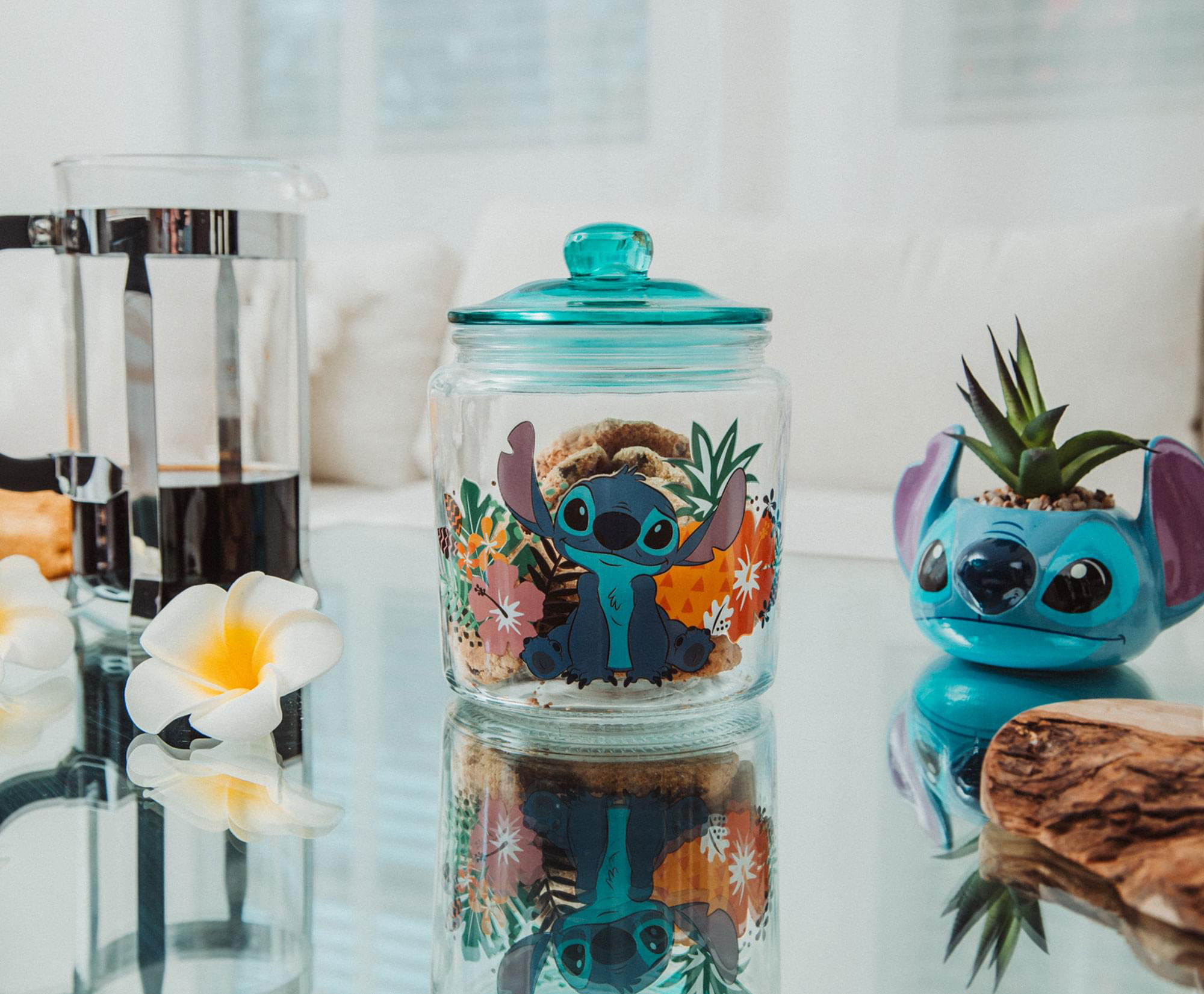 Silver Buffalo Disney Lilo & Stitch Glass Snack Jar Container With Lid ...