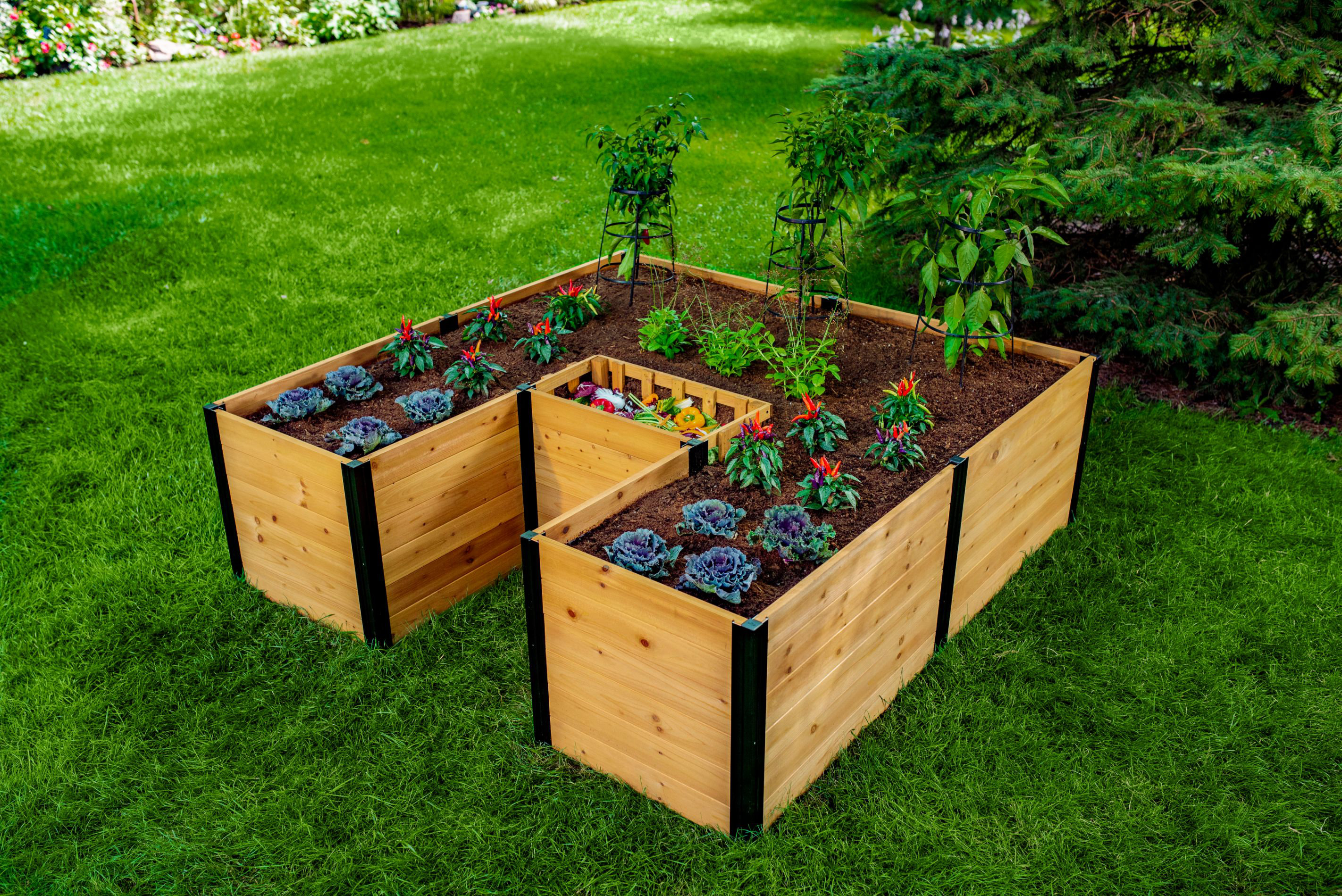 Vita Mezza 6 ft x 6 ft Keyhole Composting Wood Raised Garden Bed ...