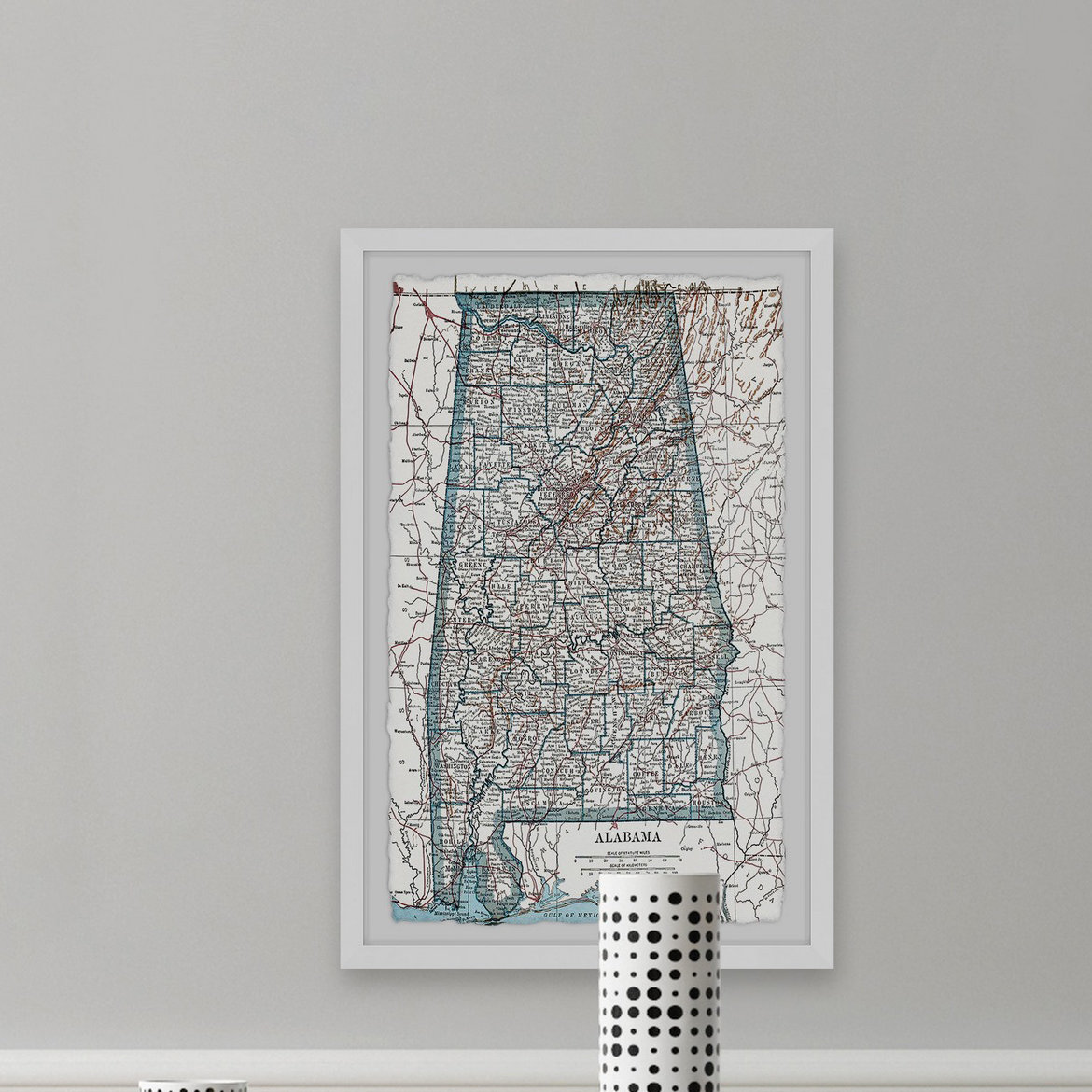 Trinx Green Alabama Map - Picture Frame Graphic Art Print on Paper ...