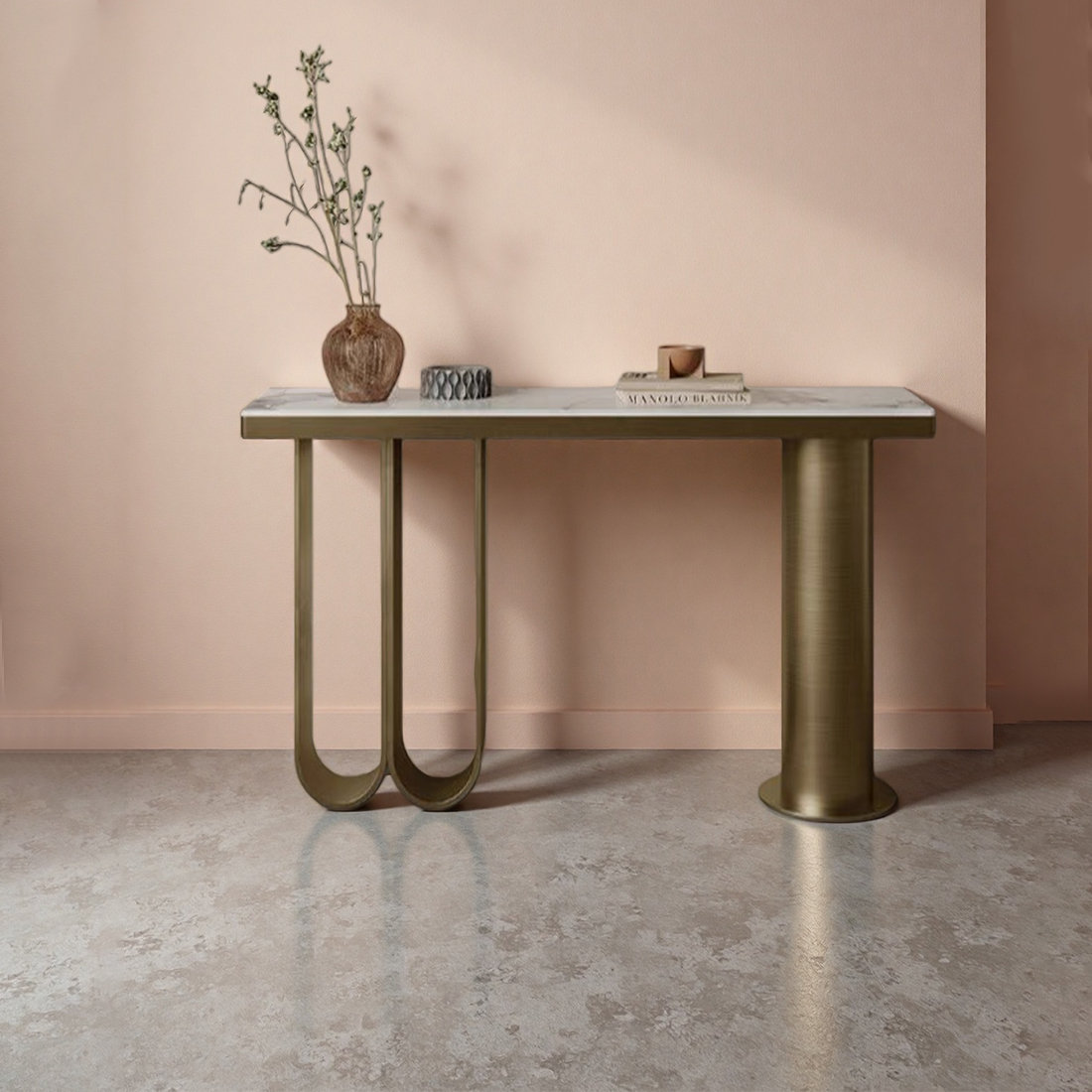 Hokku Designs Modern stone slab entrance table | Wayfair