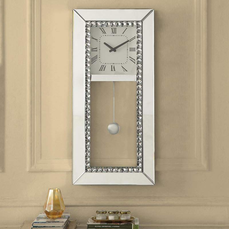 Mercer41 Wall Clock, Mirrored & Faux Crystal Diamonds | Wayfair