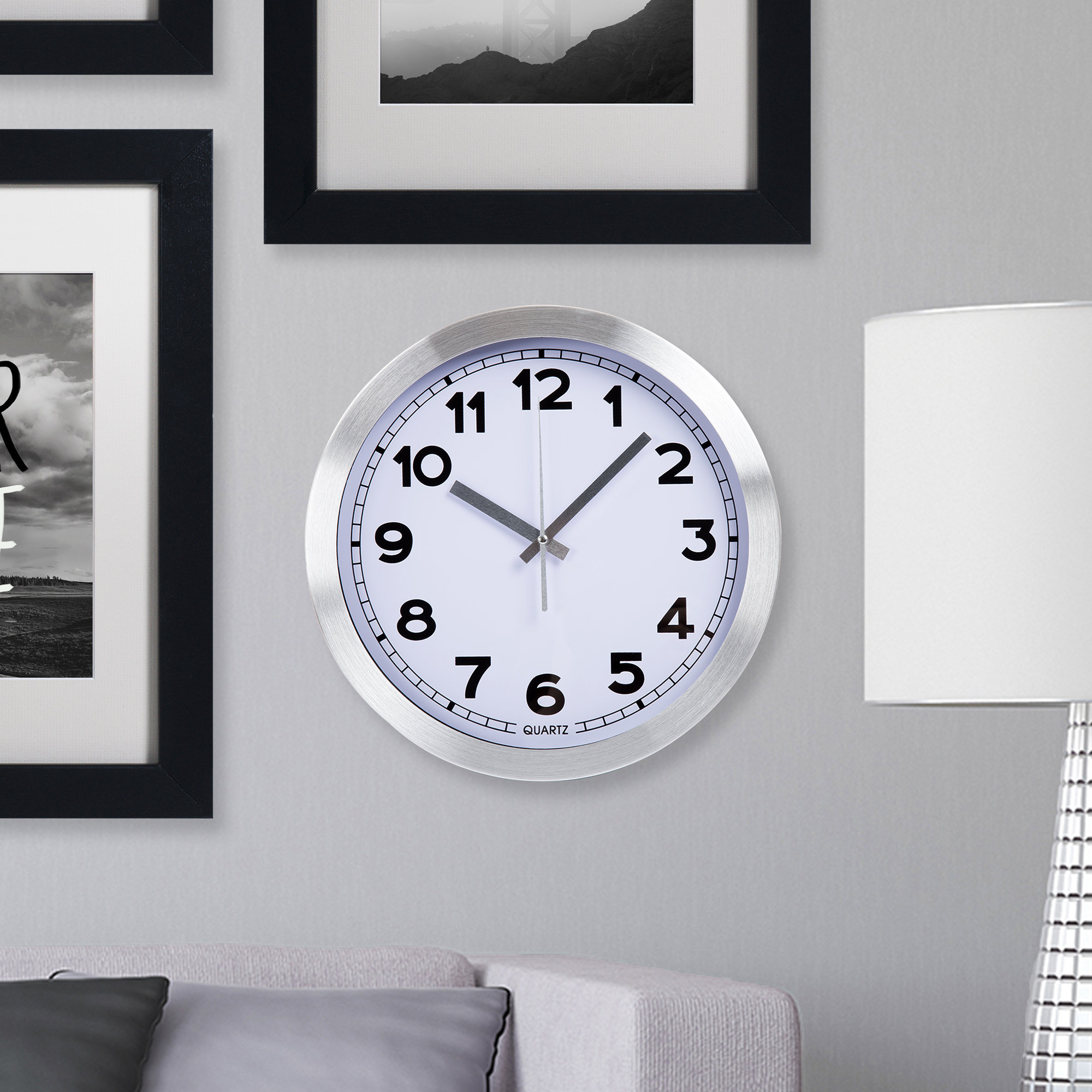 Orren Ellis Bang 12-Inch Brushed Aluminum Wall Clock & Reviews ...