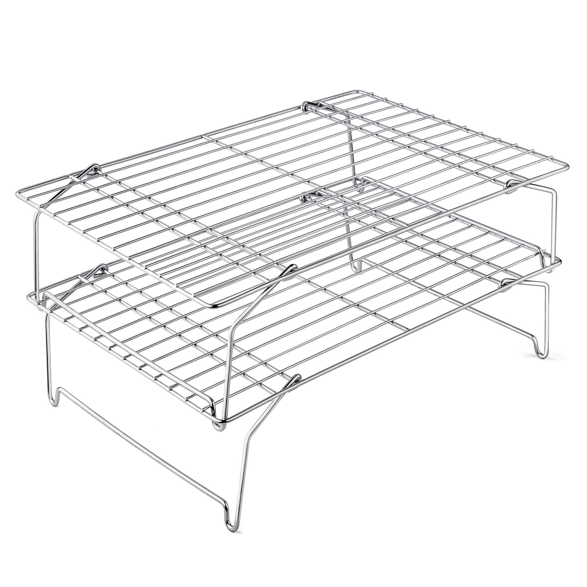 TUHOME FURNITURE LLC 2-Piece 2-Tier Stackable Stainless Steel Wire ...