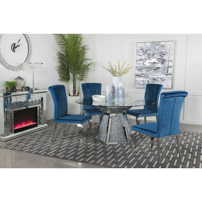 Rosdorf Park Khrysta 5 - Piece Glass Top Pedestal Dining Set | Wayfair