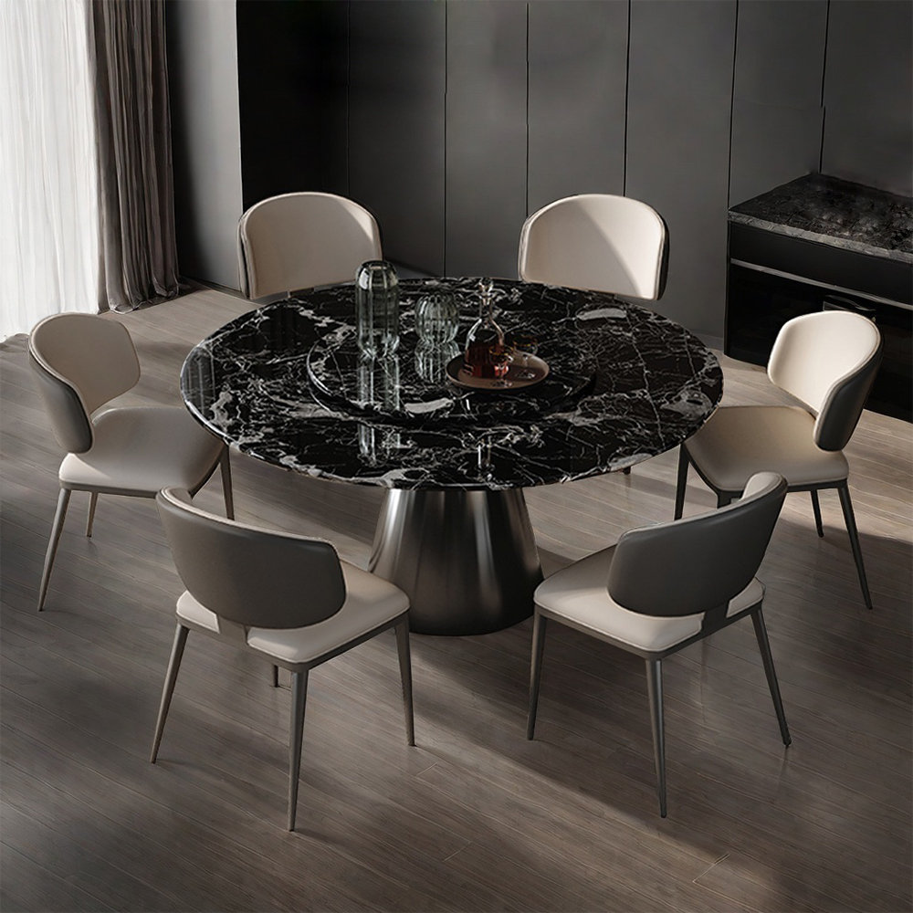 ALLNICEDT Luxury Modern Marble Round Dining Table Set - Wayfair Canada