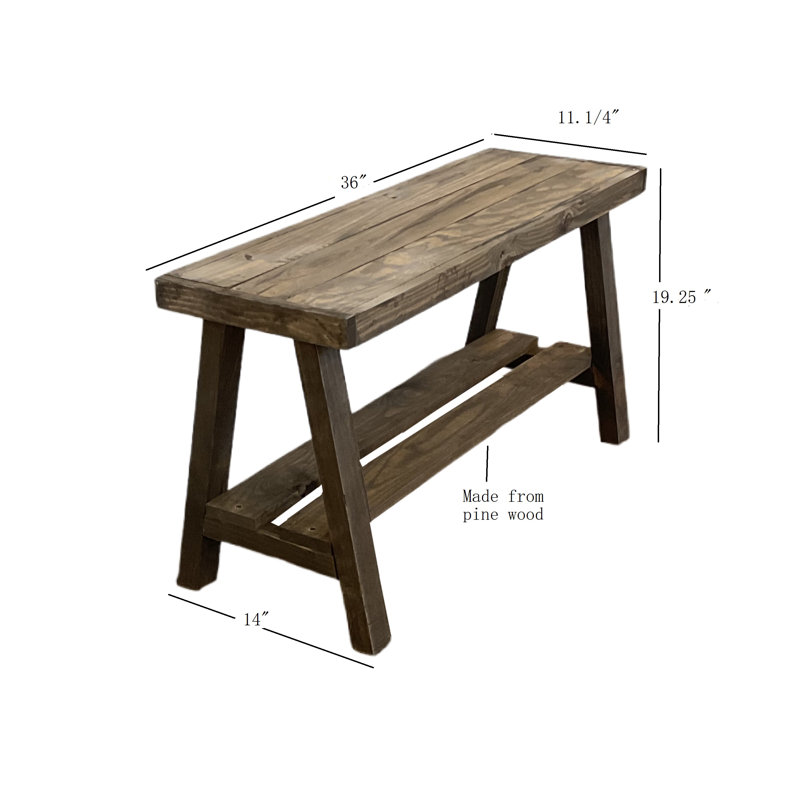 Gracie Oaks Minoo Solid Wood Shelves Storage Bench & Reviews | Wayfair