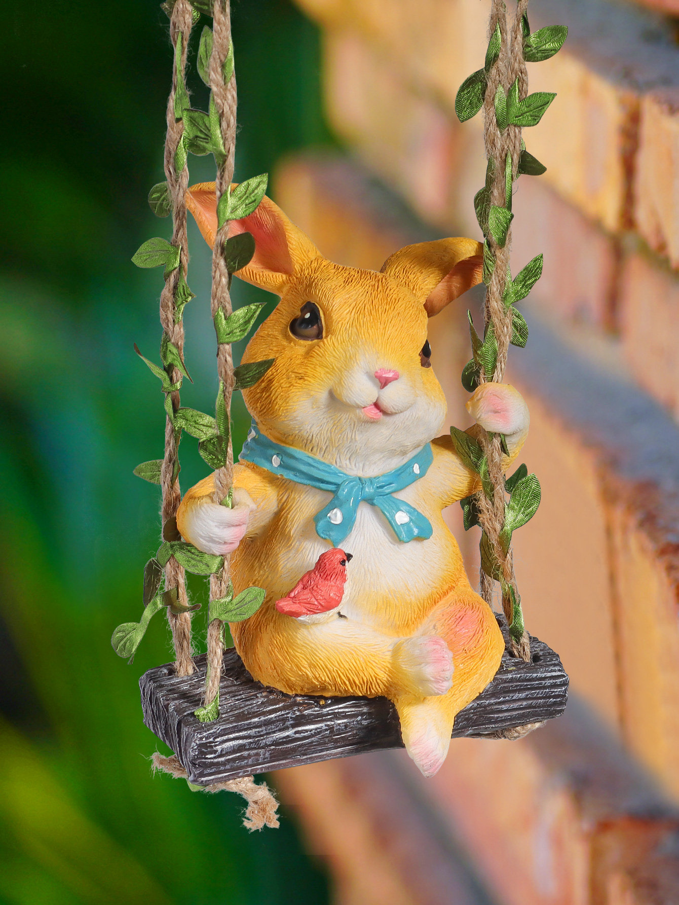 Trinx Garden Rabbit Statues, Cute Swing Bunny With Butterfly Statue ...