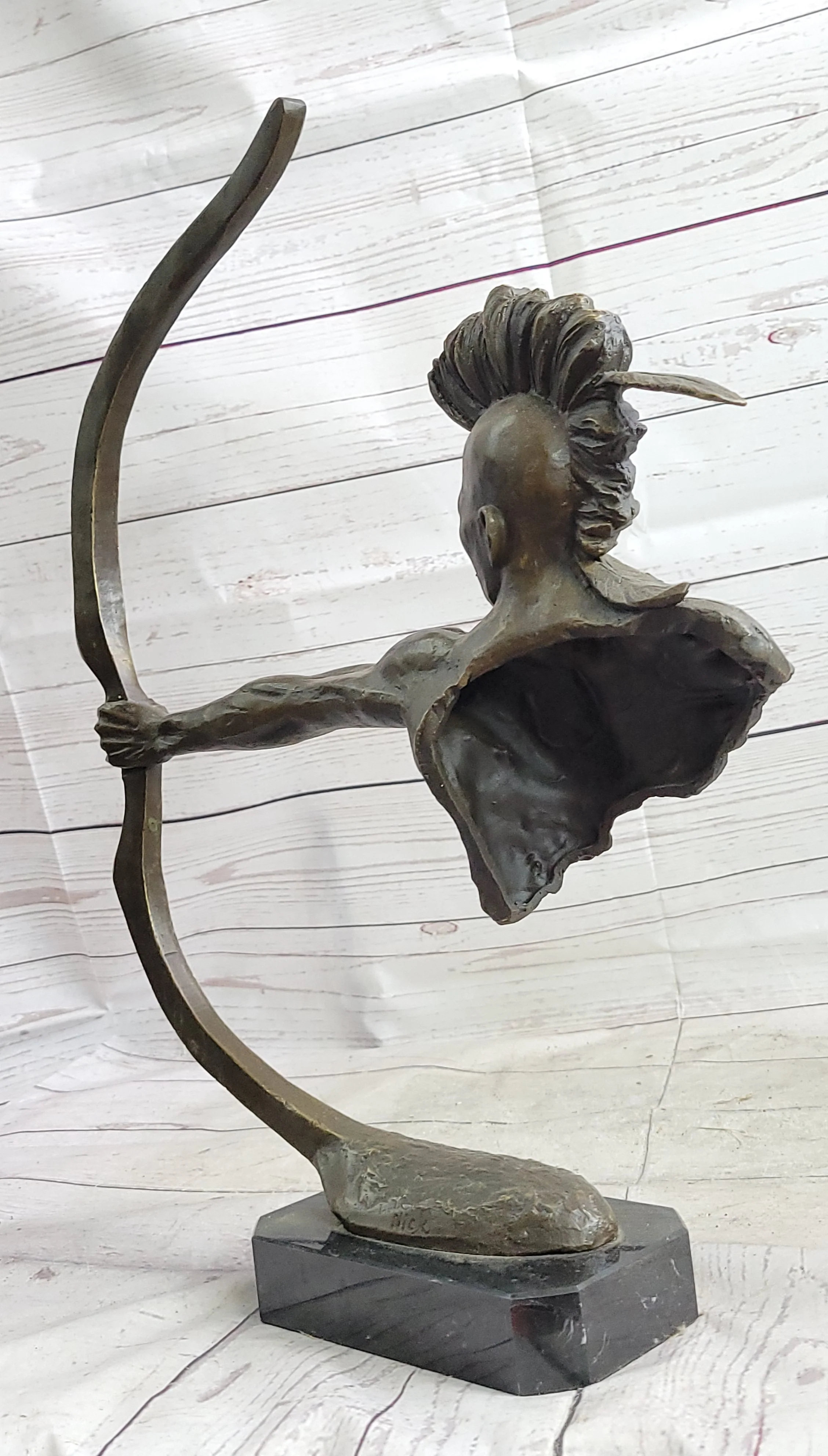 Trinx Sivert Native American Indian Mohawk Archer Bow Bronze Sculpture ...