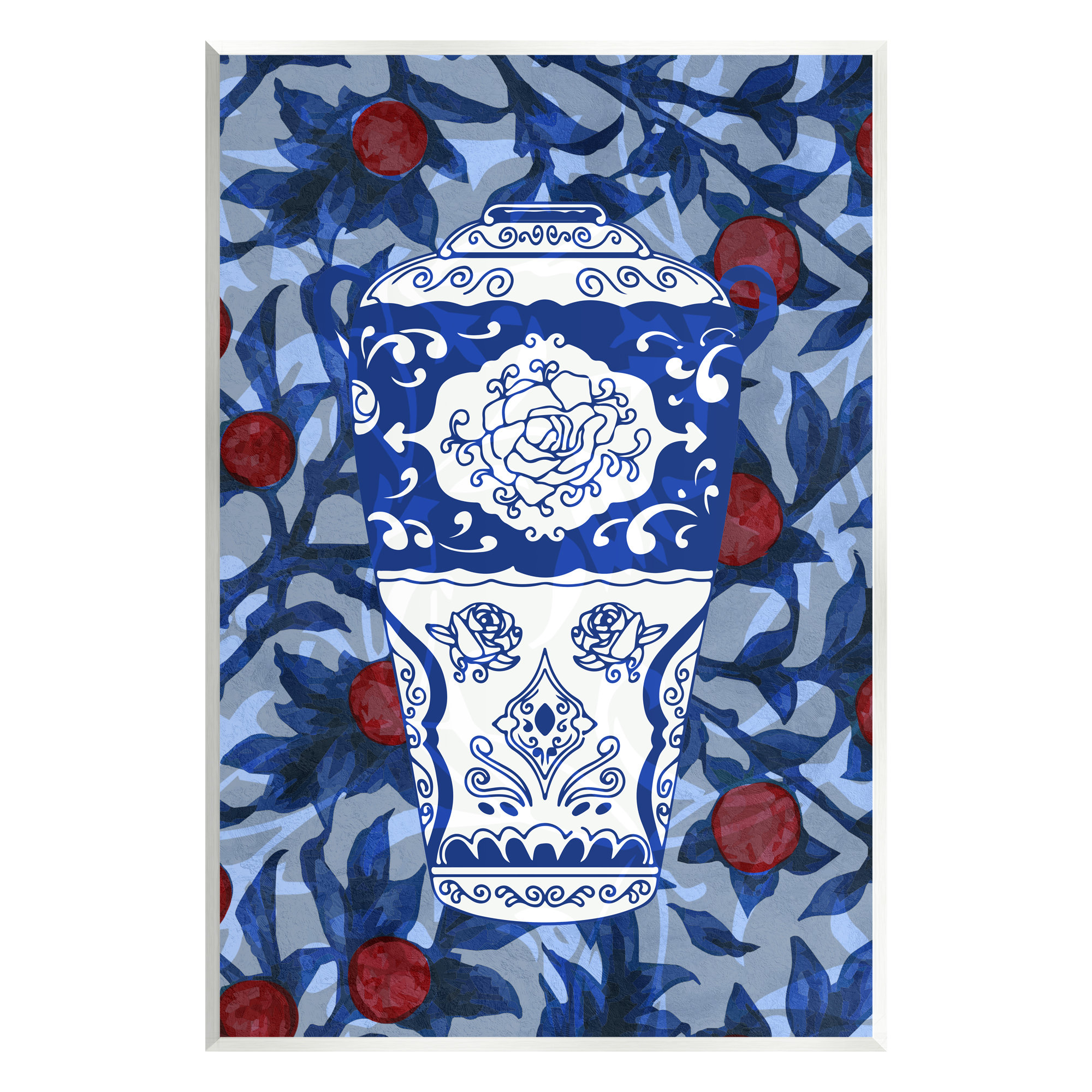 Stupell Industries Ornate Vase Red & Blue Pattern by Lil' Rue Graphic ...