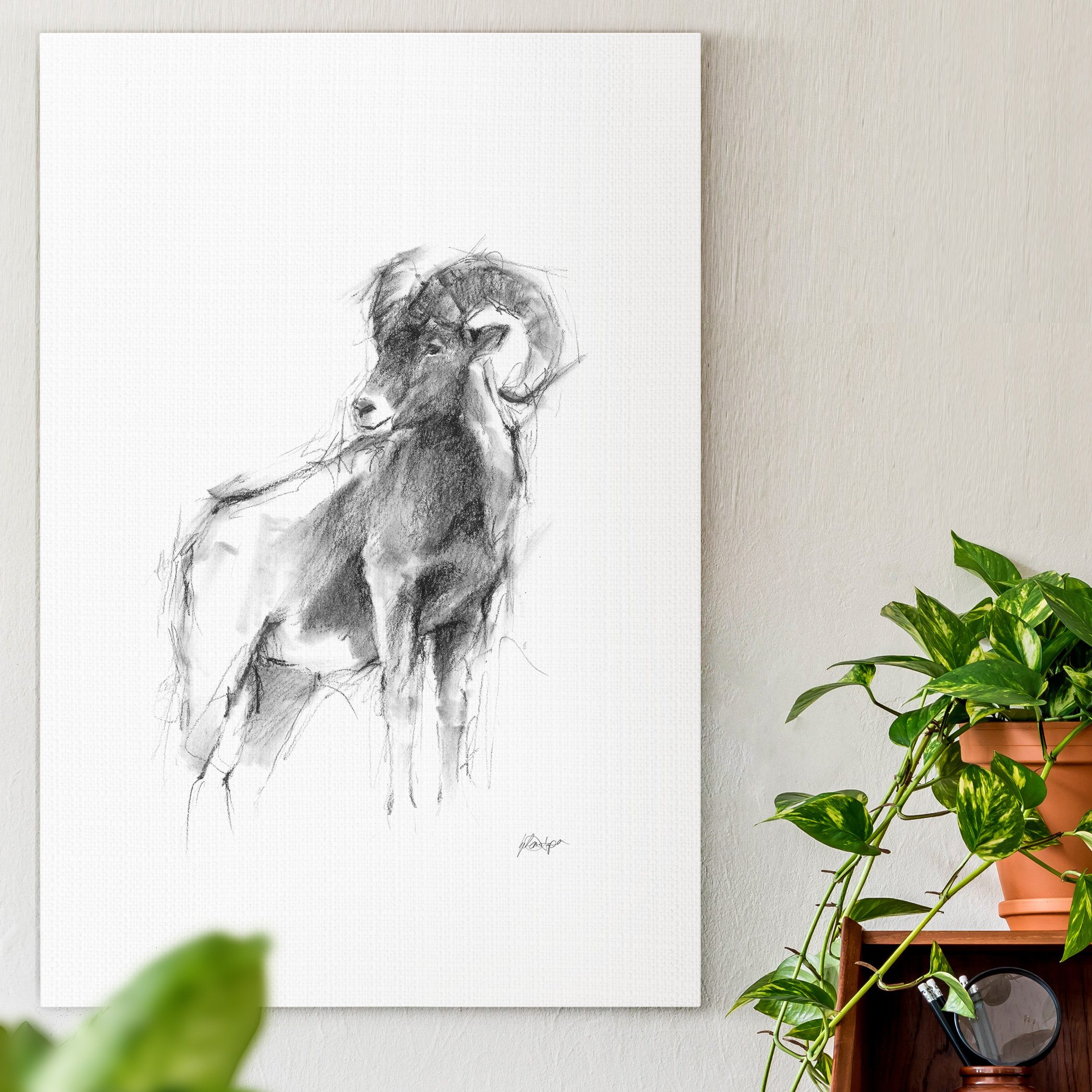 Millwood Pines Western Animal Sketch III - Wrapped Canvas Print ...
