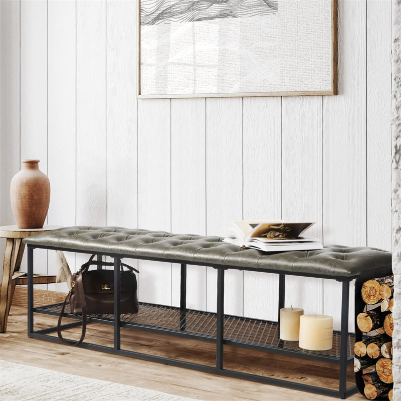 Williston Forge Roseboro Faux Leather Upholstered Storage Bench | Wayfair