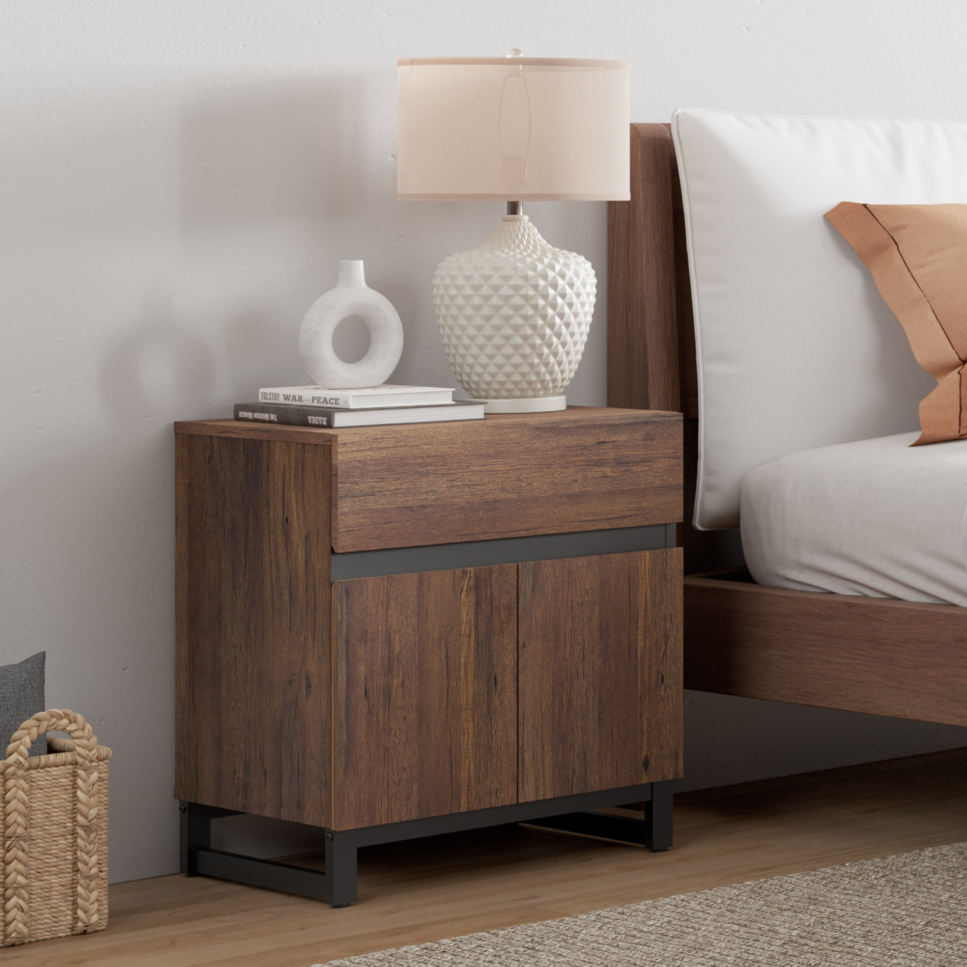 Latitude Run® Nellie Modern End Table With 2 Drawers, Farmhouse Sofa ...
