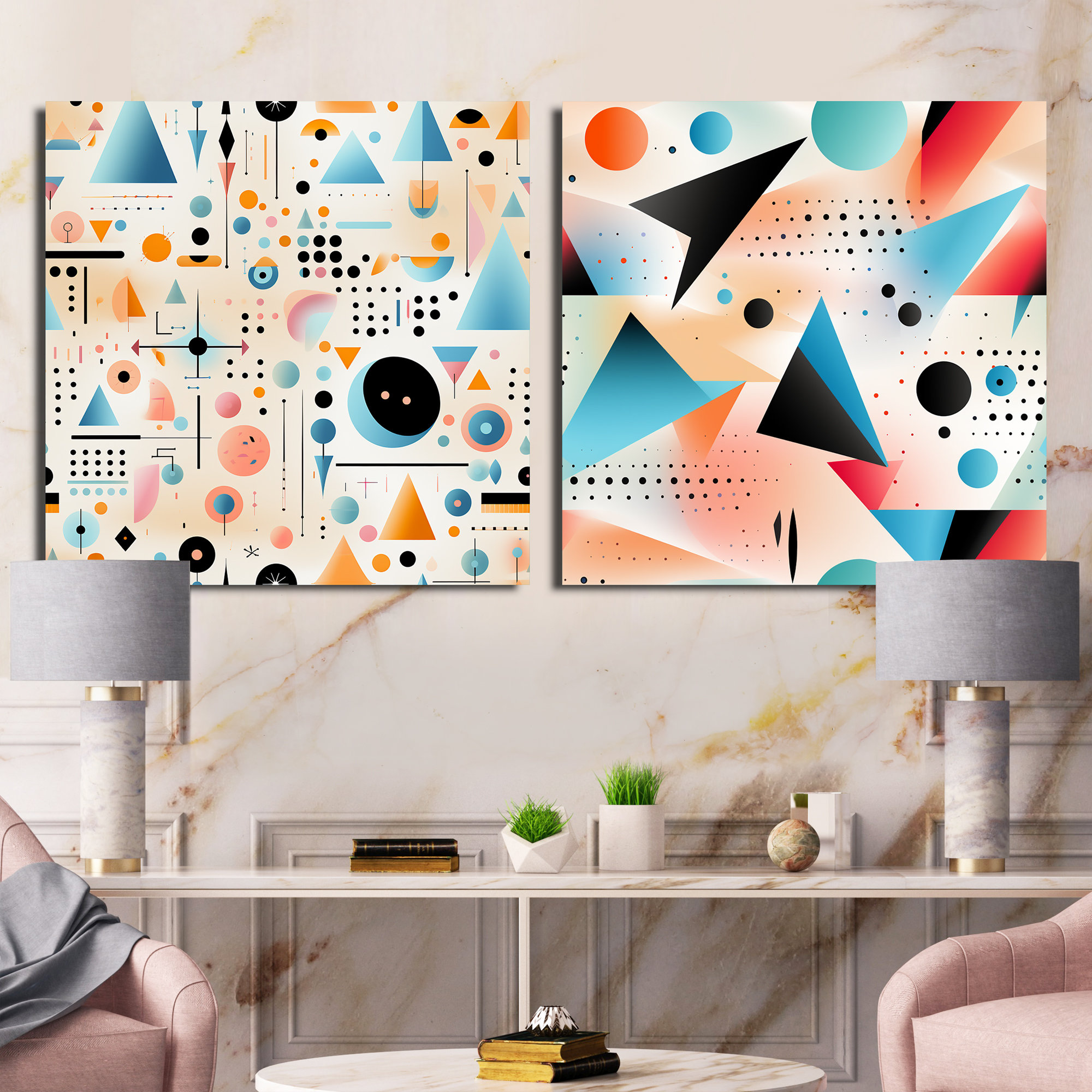 Design Art Multicolor Eclectic Geometric Diversity - Abstract Shapes ...