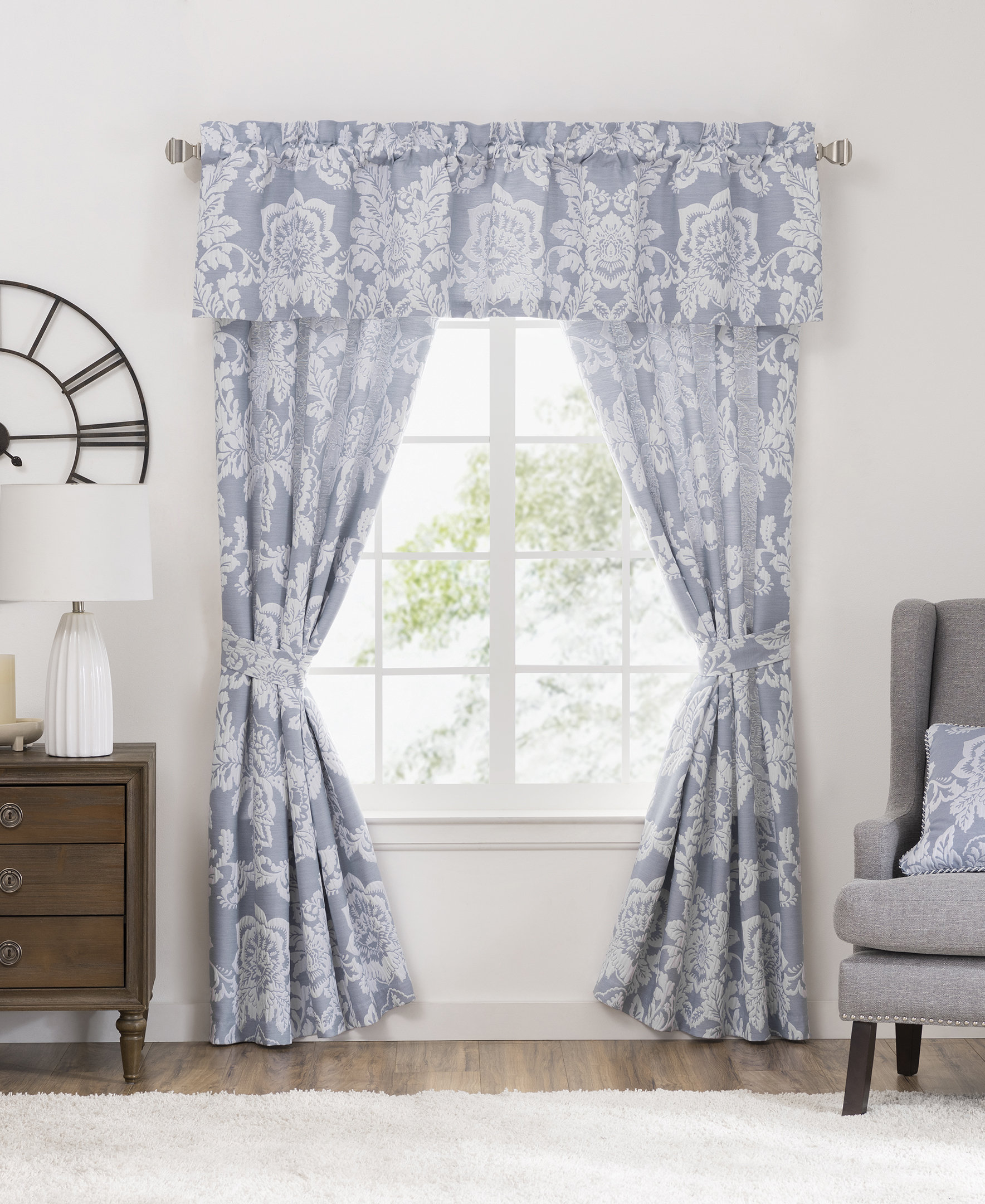 Rose Tree Floral Damask Tailored Valance | Wayfair