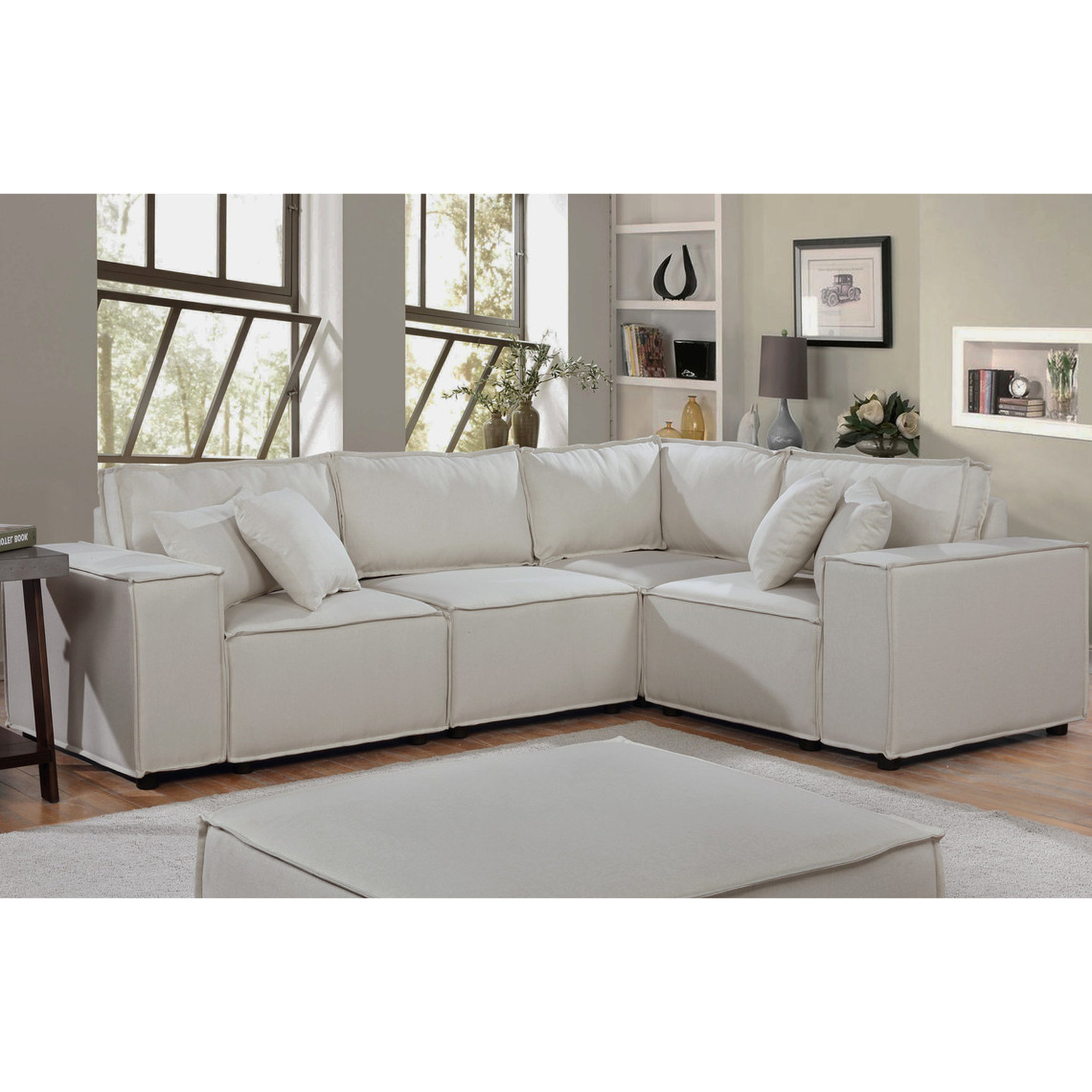 Latitude Run® Modular With Beige Linen - Flexible Chair Combinations ...