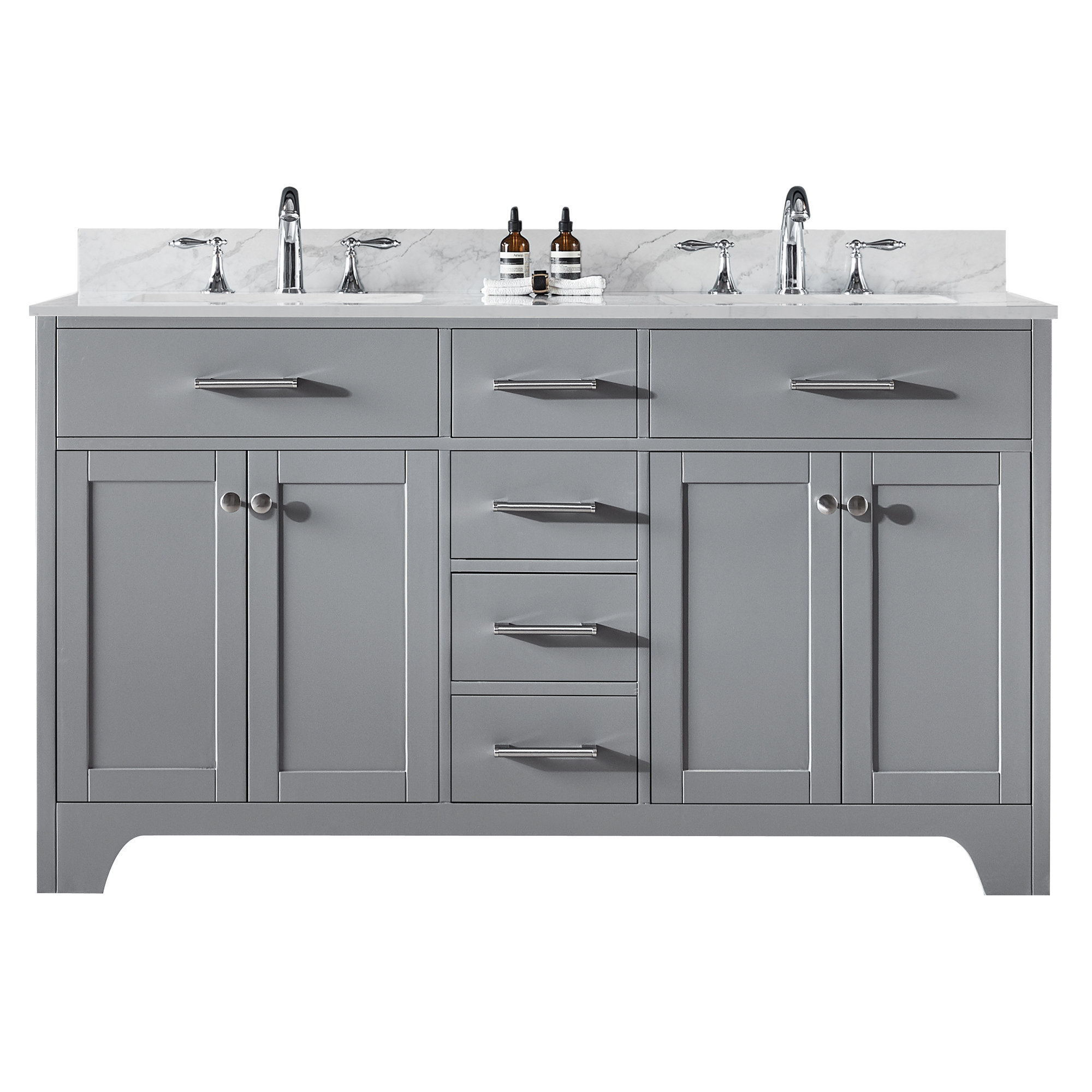 Lark Manor™ Claristine 60 Inch Bath Vanity in Quartz Top 3 Faucet Hole ...