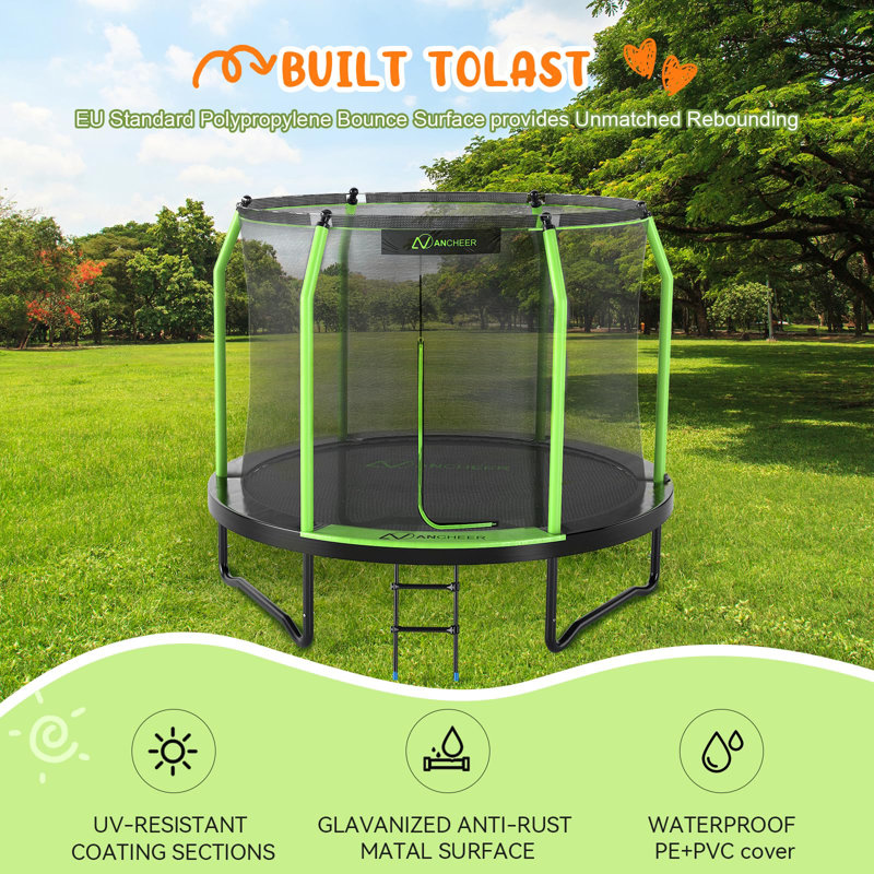 Himimi 8' Round Backyard Trampoline with Safety Enclosure & Reviews ...