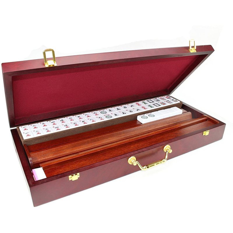 USA MJ TABLE American Mahjong Set in Wood Case 166 Tiles 4 Wooden ...