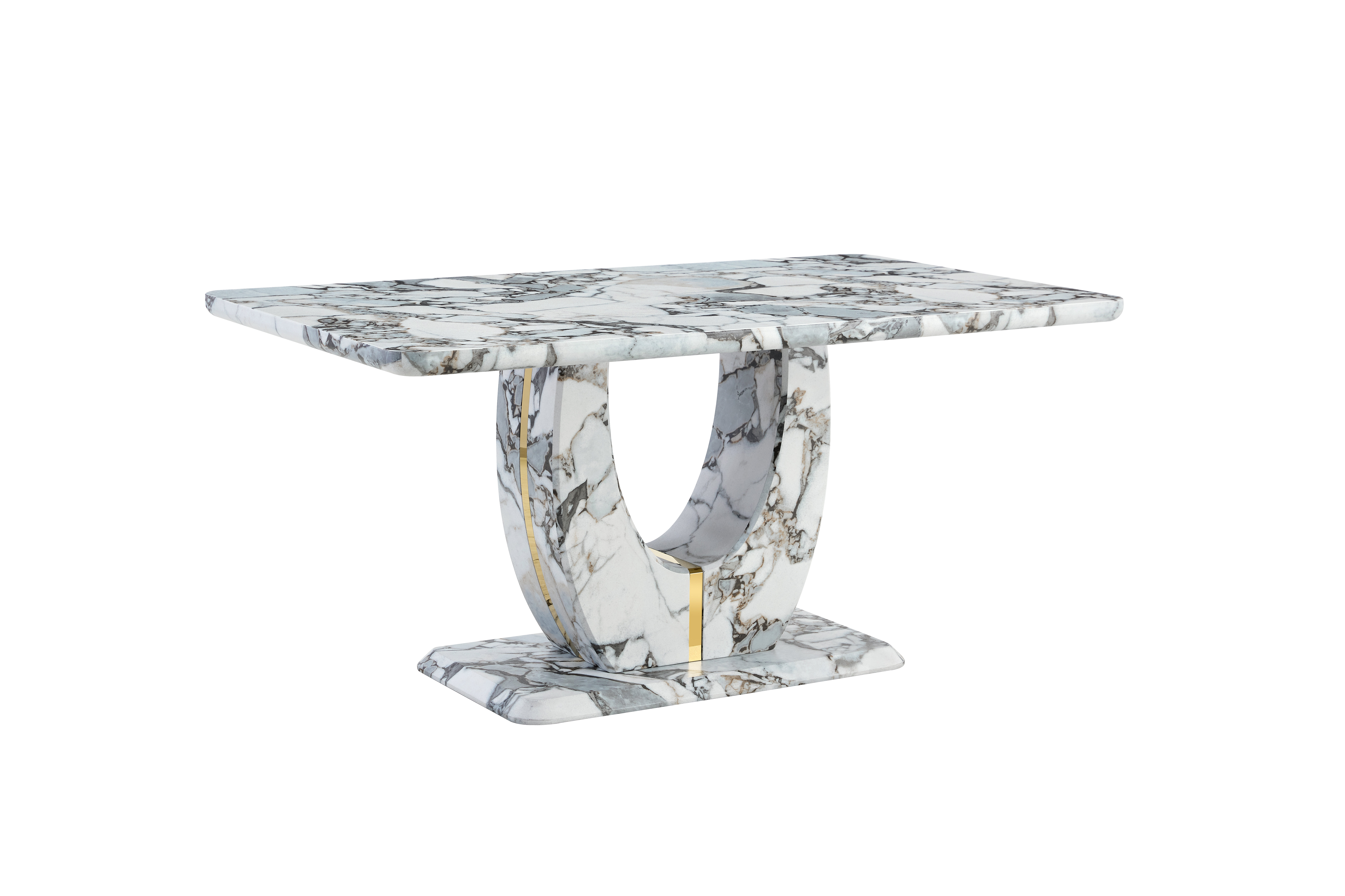 Mercer41 71" Marble-Look Tempered Glass Dining Table With Modern U ...