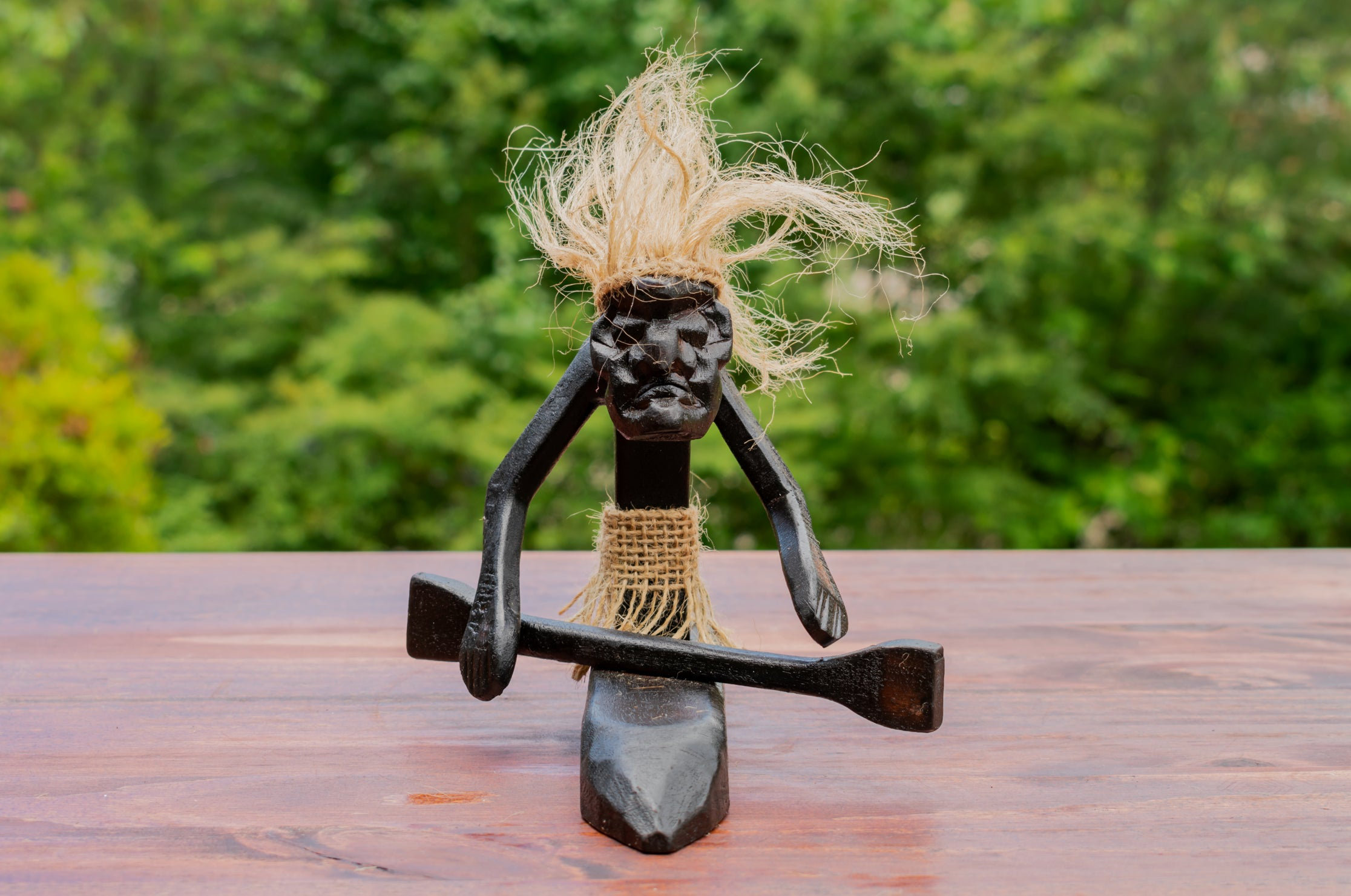 Millwood Pines Handmade Wooden Primitive Tribal Kayaking Statue Canoe ...