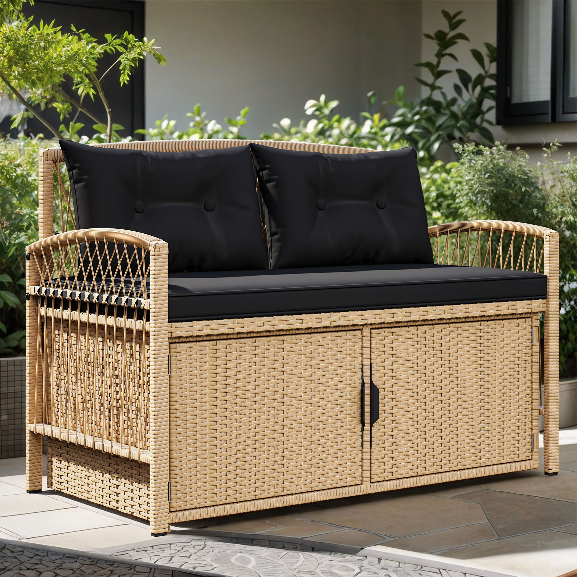 Bay Isle Home™ Artrina 70 Gallons Outdoor Wicker Rattan Bench, Storage ...