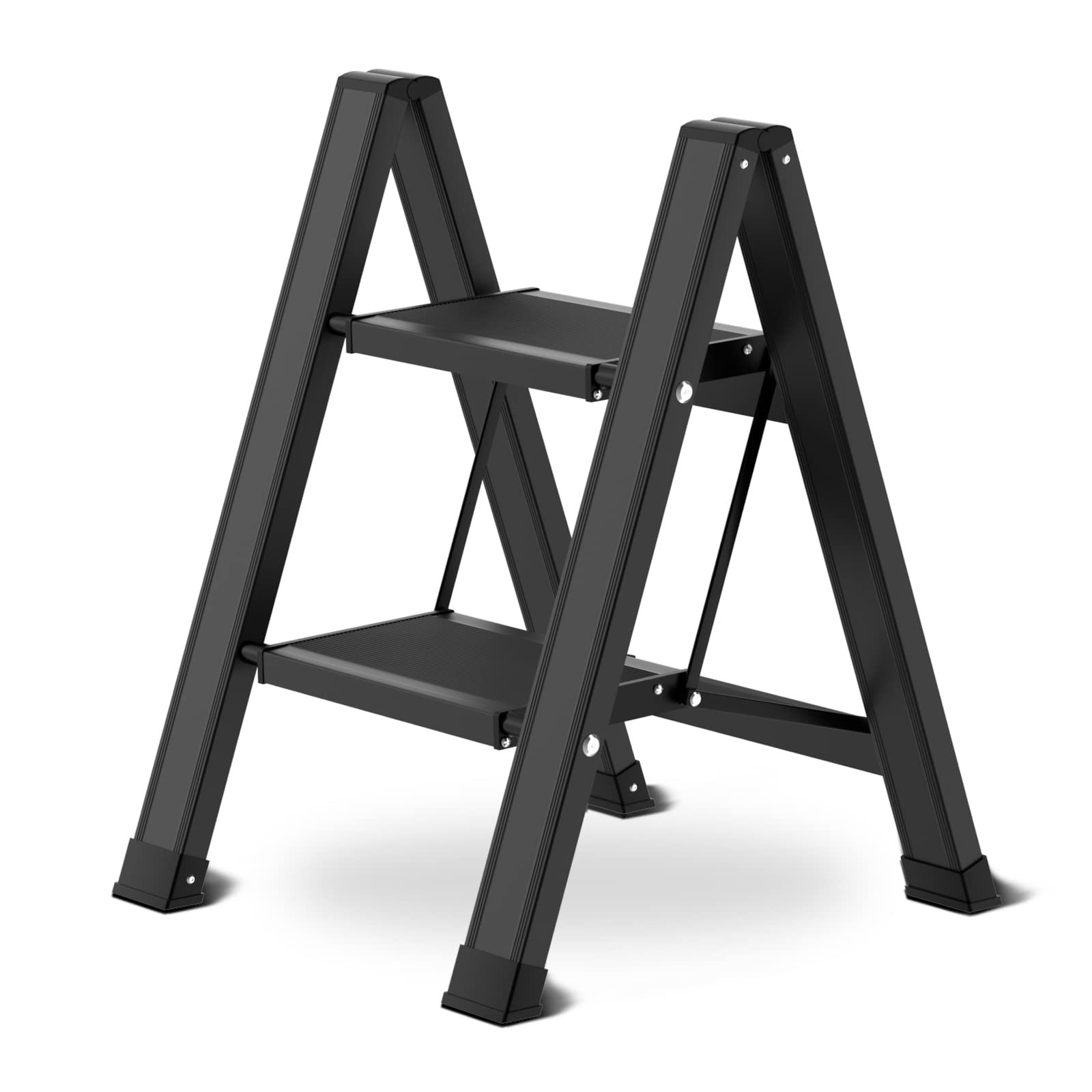 WFX Utility™ Aluminum 2-Step Folding Ladder, Lightweight Black Step ...