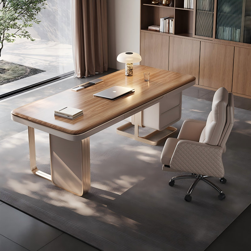 Tha Dream Team Modern Minimalist Brown Solid Wood Rectangular Office ...