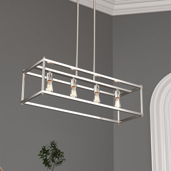 17 Stories 4 Lights Linear LED Chandelier Lights, Birdcage Pendant ...