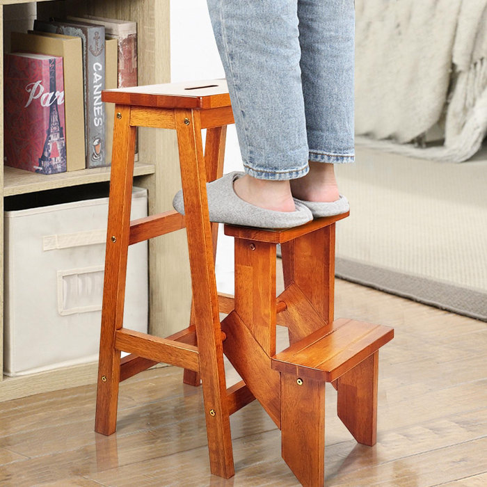 Wildon Home® Oakgrove 3 - Step Wood Folding Step Stool & Reviews | Wayfair